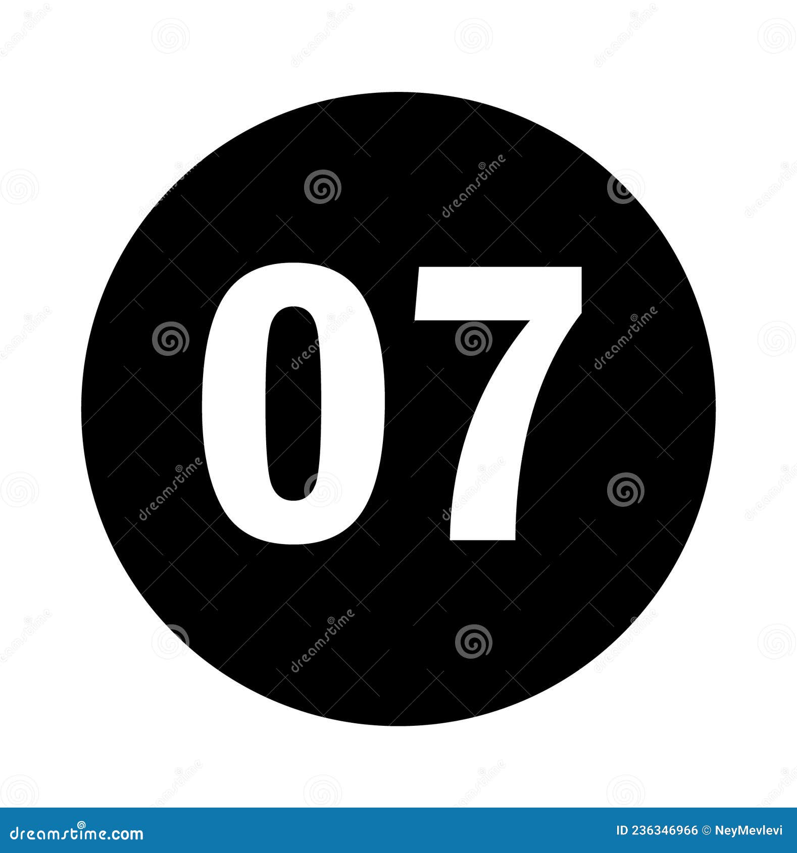 Number 07 Logo with Black Circle Background Stock Vector - Illustration ...