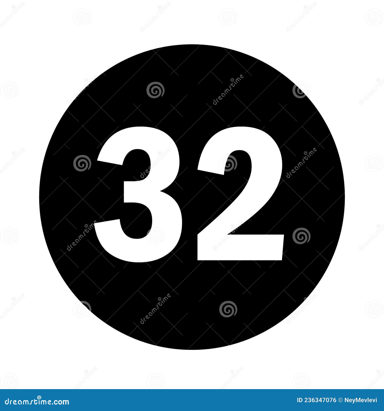 Number 32 Logo with Black Circle Background Stock Vector - Illustration ...