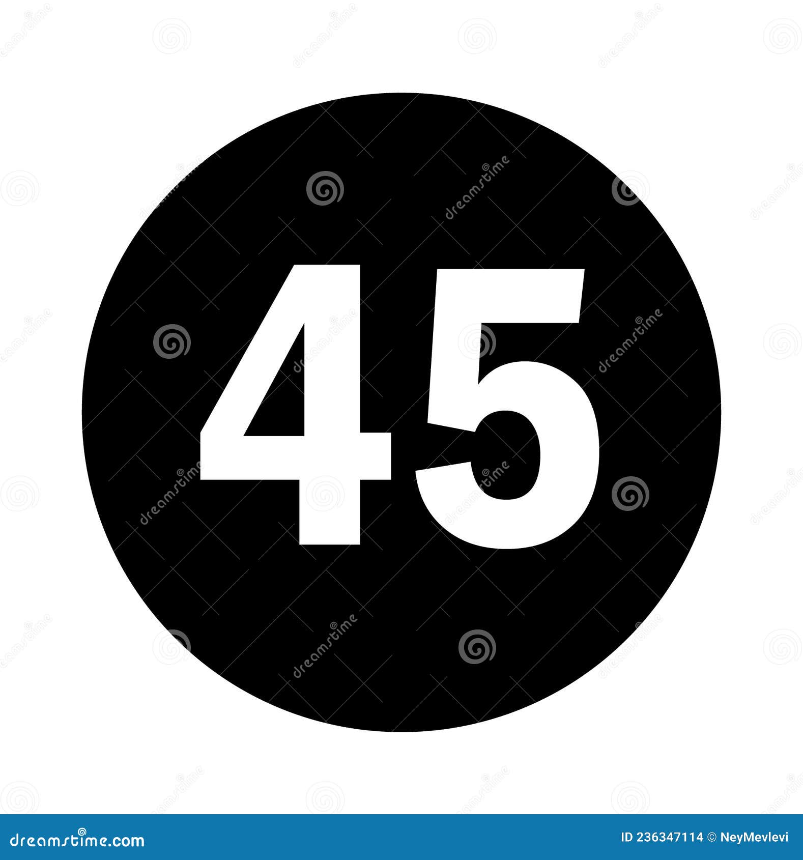 Number 45 Logo with Black Circle Background Stock Vector - Illustration ...