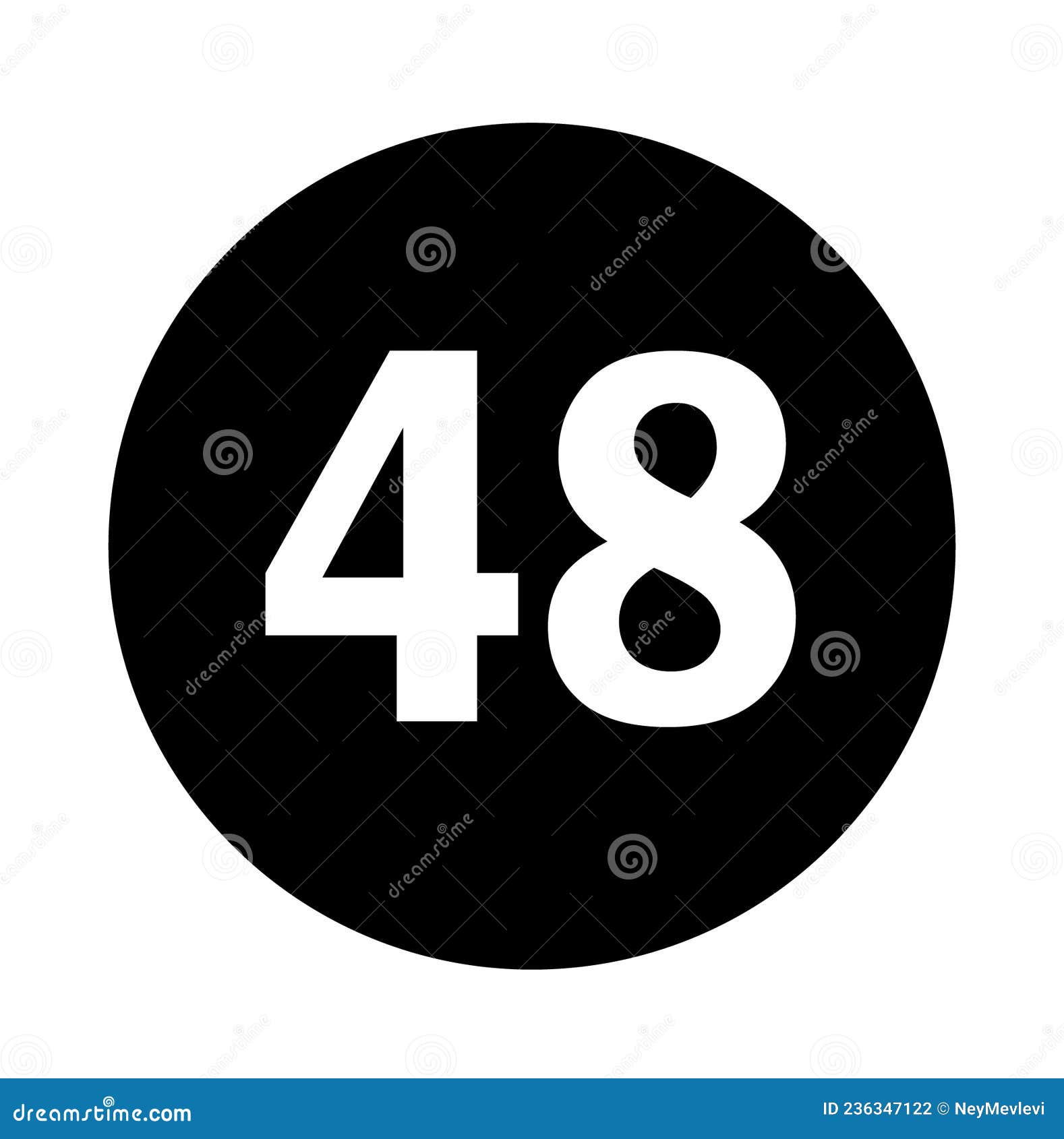 Number 48 Logo with Black Circle Background Stock Vector - Illustration ...