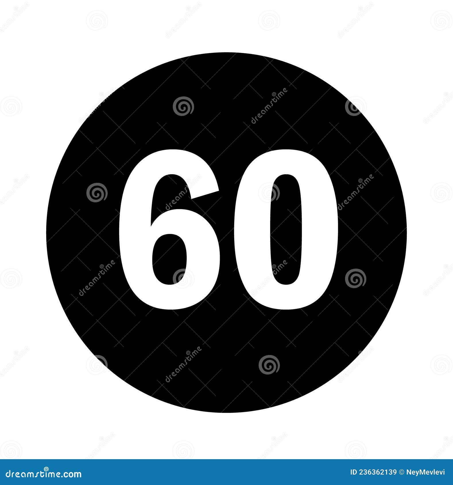 Number 60 Logo with Black Circle Background Stock Vector - Illustration ...