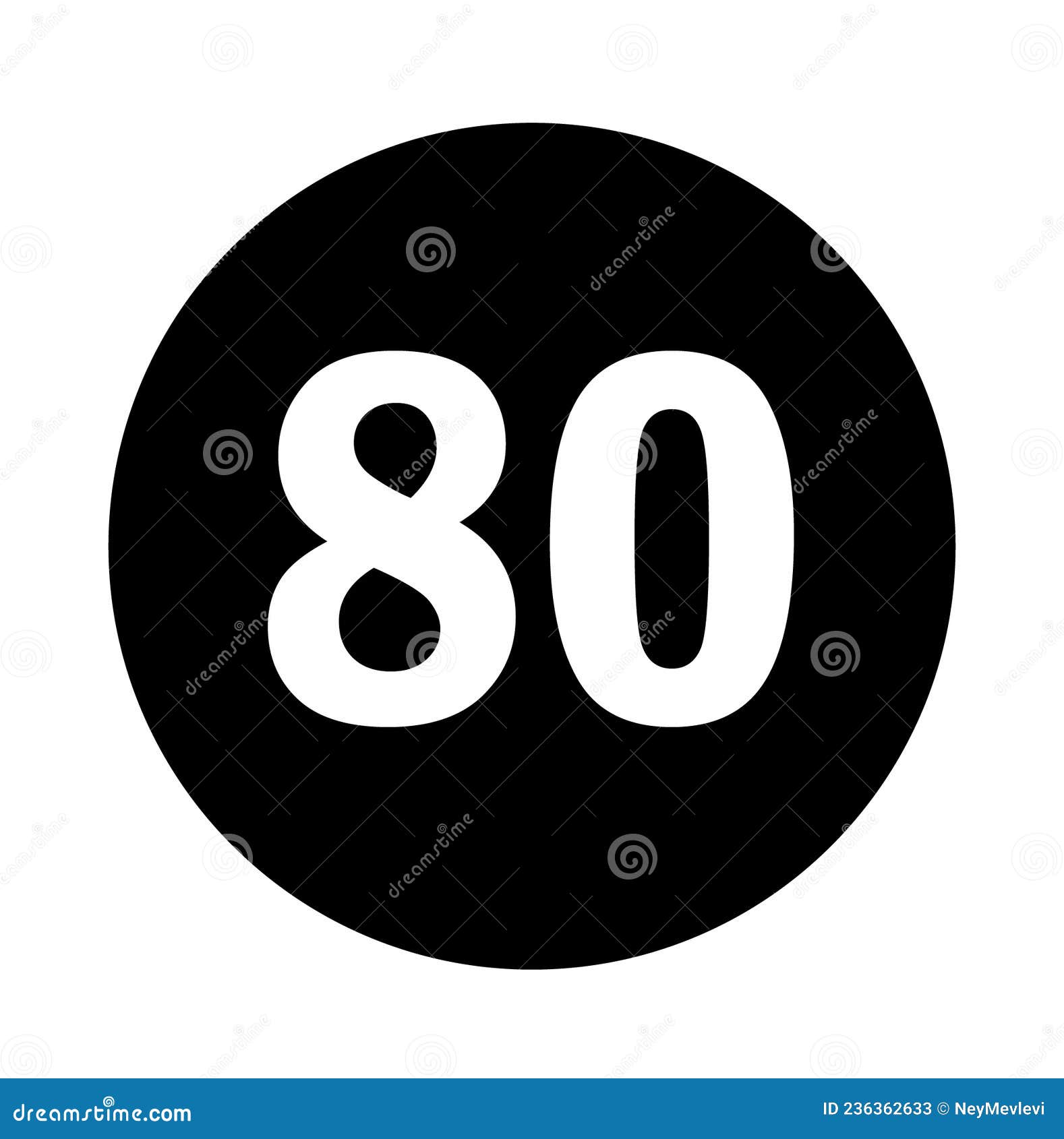 Number 80 Logo with Black Circle Background Stock Vector - Illustration ...