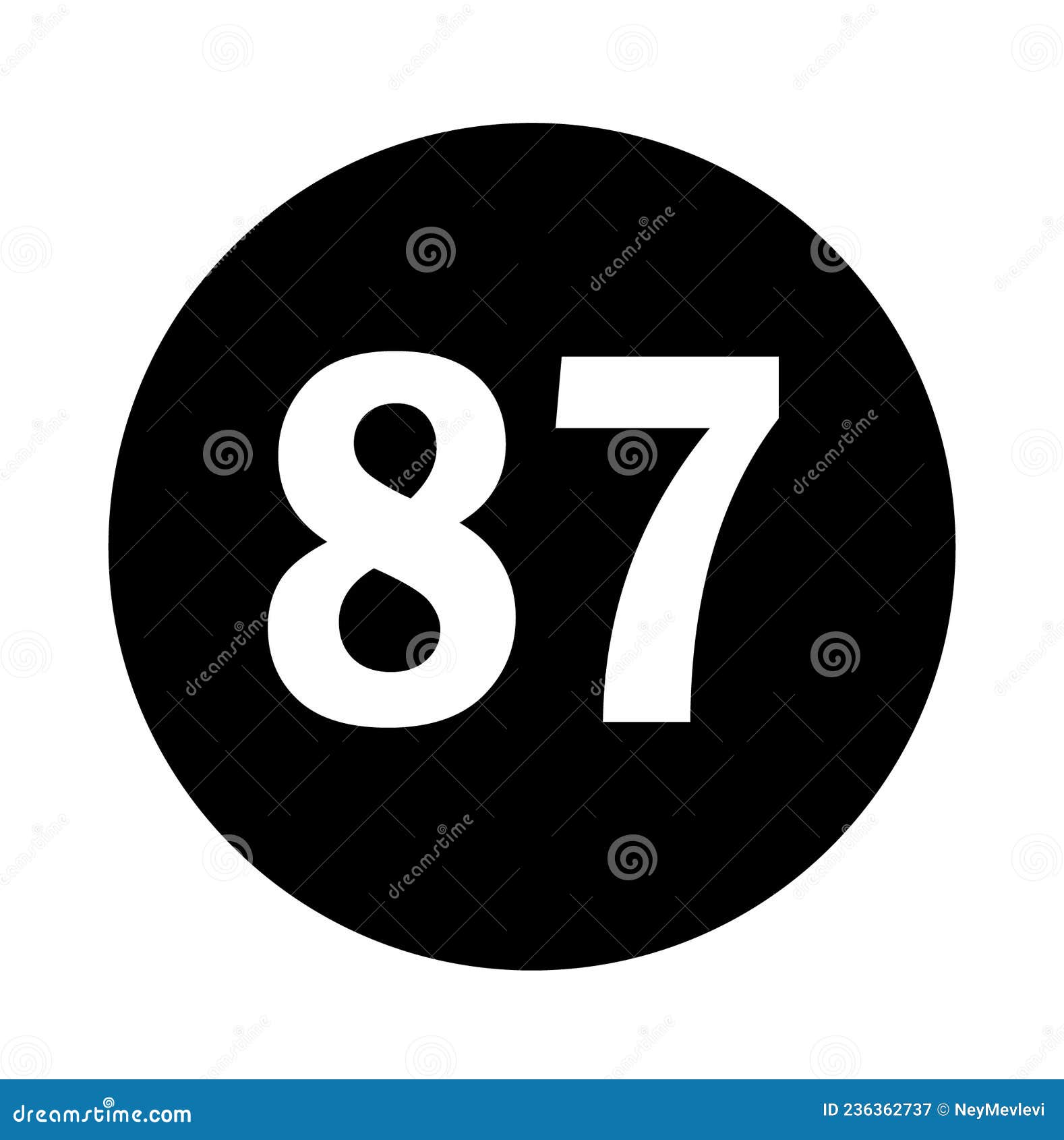 Number 87 Logo with Black Circle Background Stock Vector - Illustration ...