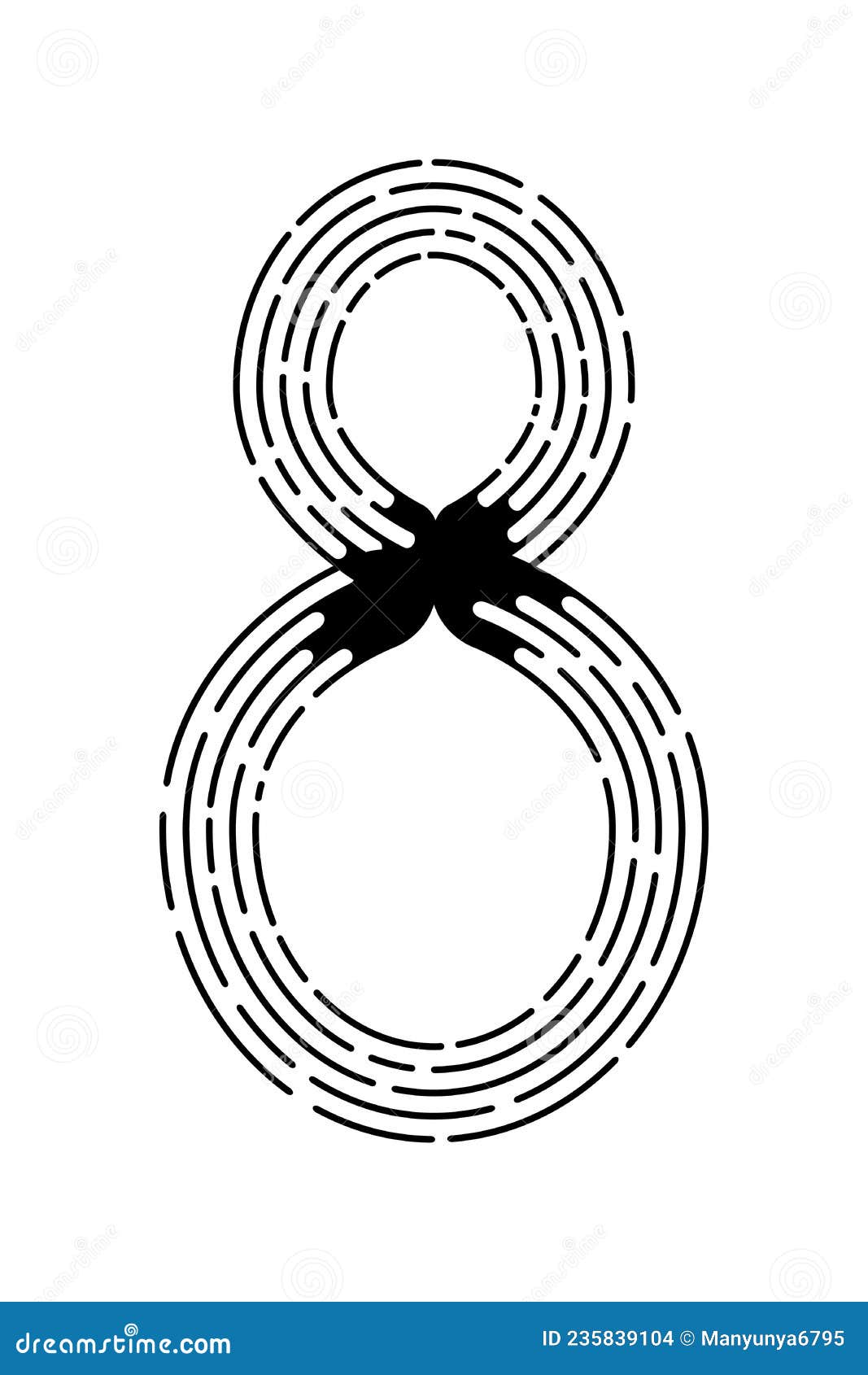 Number 8 from Black Dotted Lines Isolated on White Background. Design ...