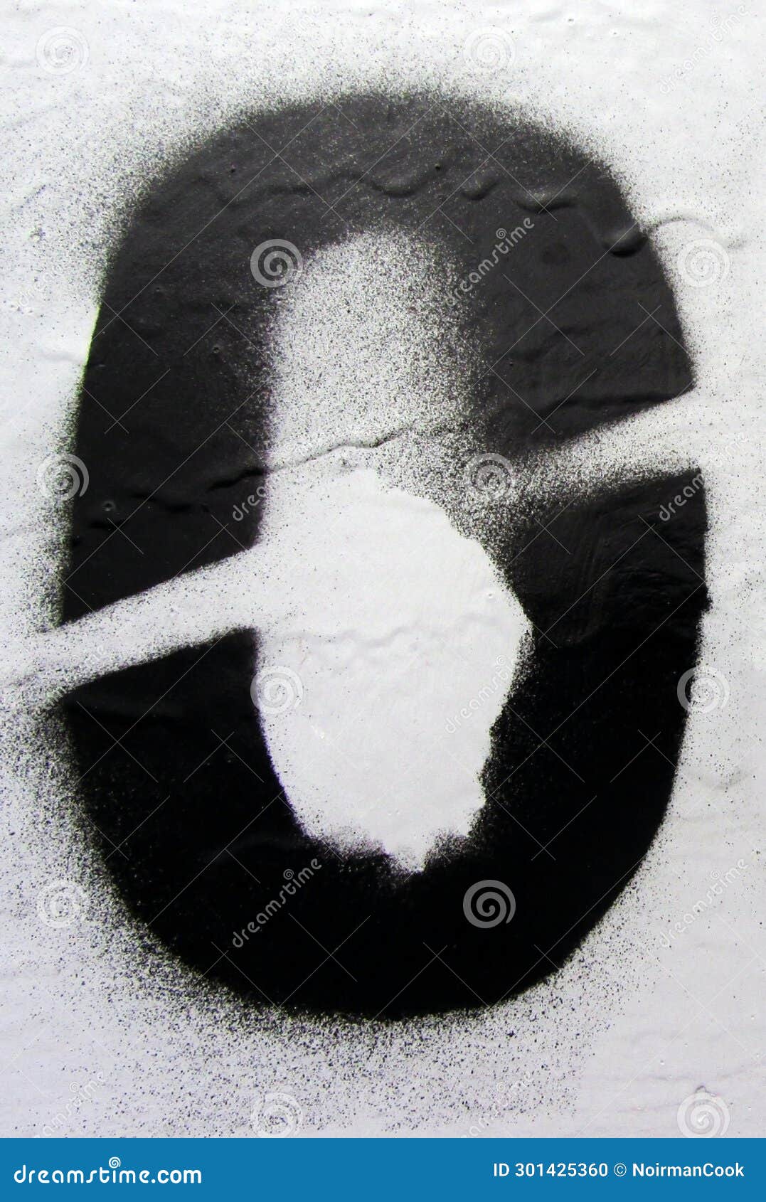 Number 0 Black Sprayed Digit on Rust Painted White Metal Surface Stock ...