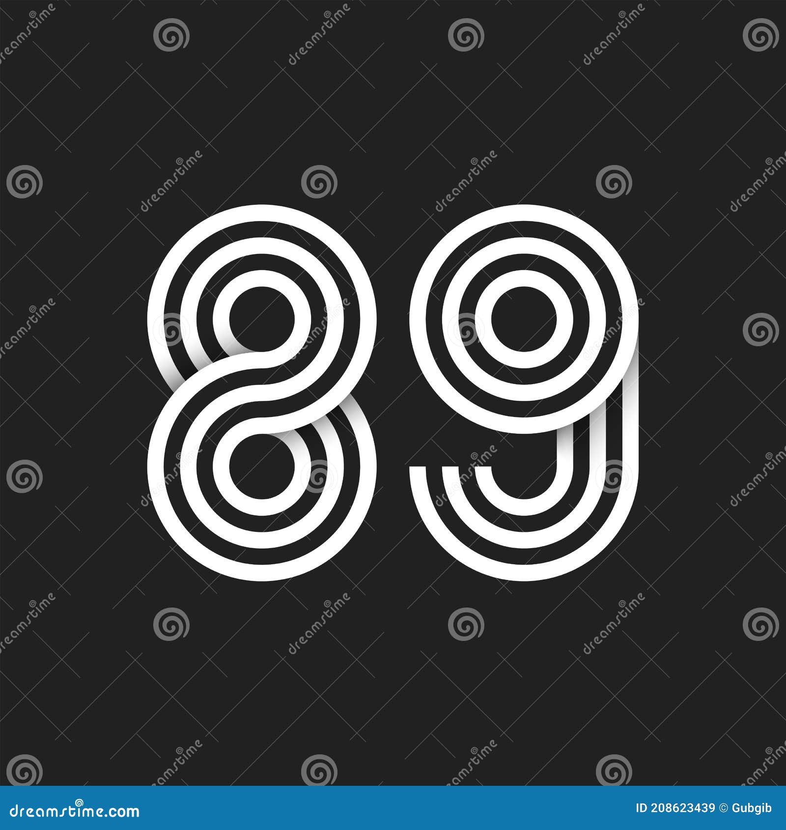 Number 89 with Black and White Background Stock Vector - Illustration ...