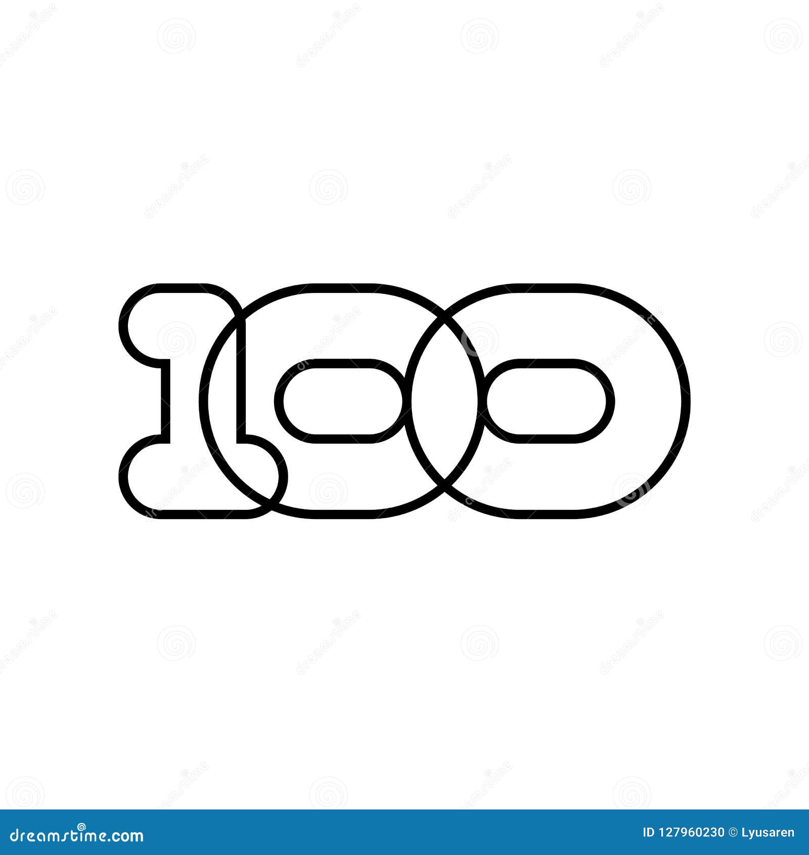 Number 100, Black and White Overlapping Thin Lines Stock Illustration ...
