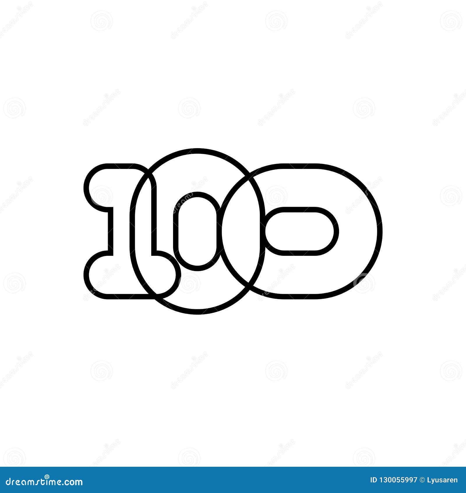 Number 100, Black and White Overlapping Thin Lines Stock Illustration ...