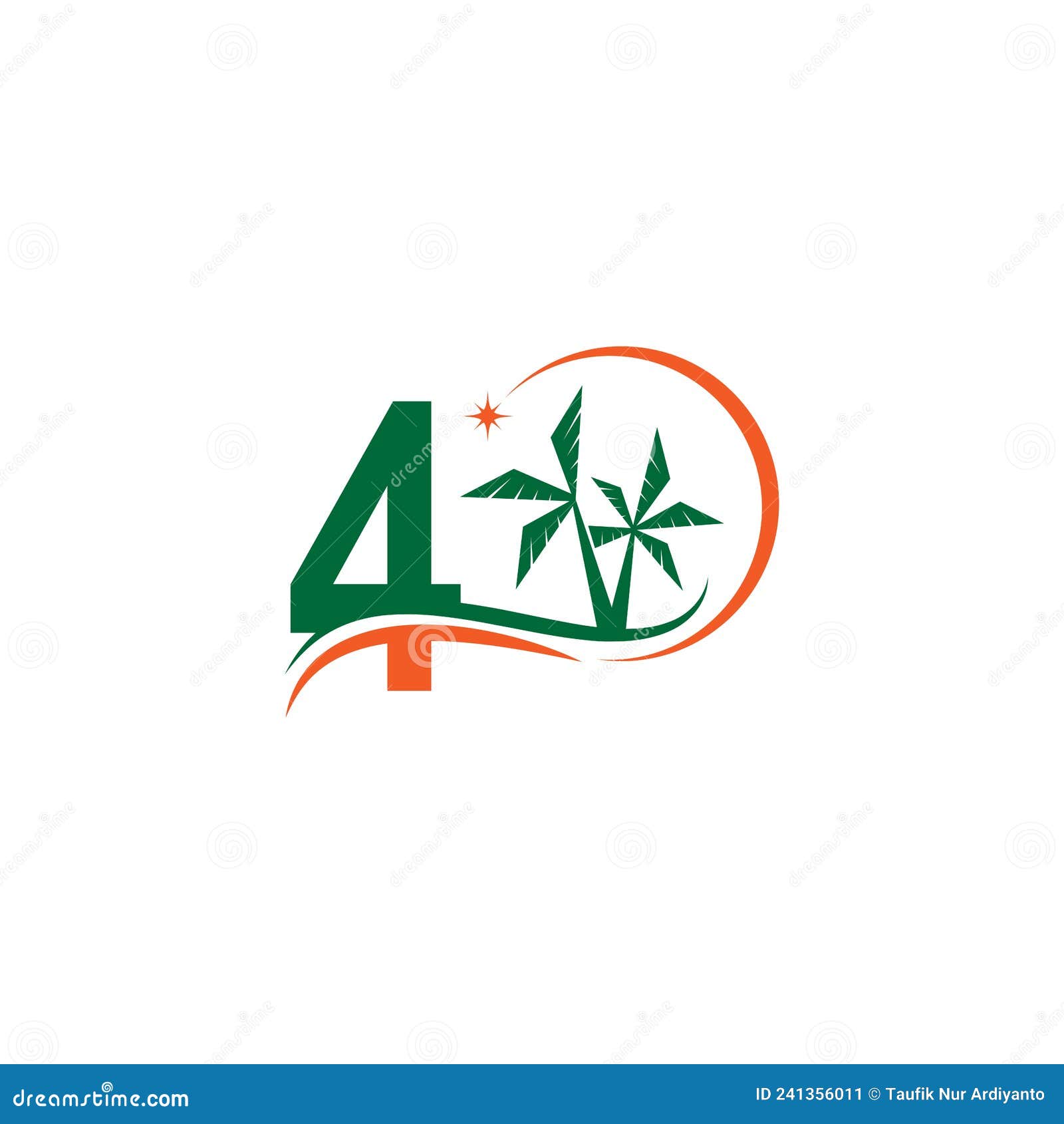 Number 4 Blends with Coconut Trees by the Beach at Night Stock ...