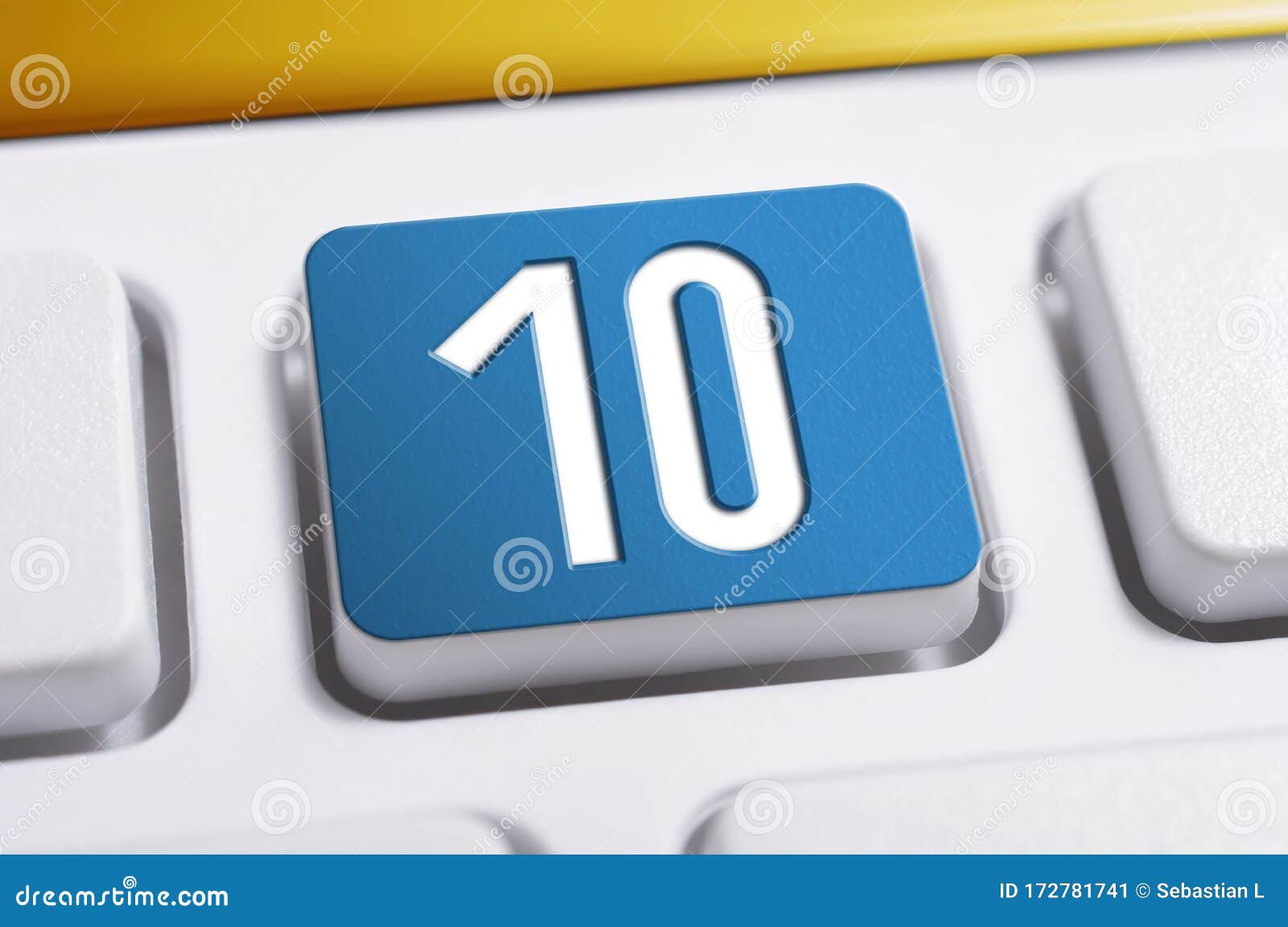 Number 10 Blue Button on a White Keyboard Stock Image - Image of ...