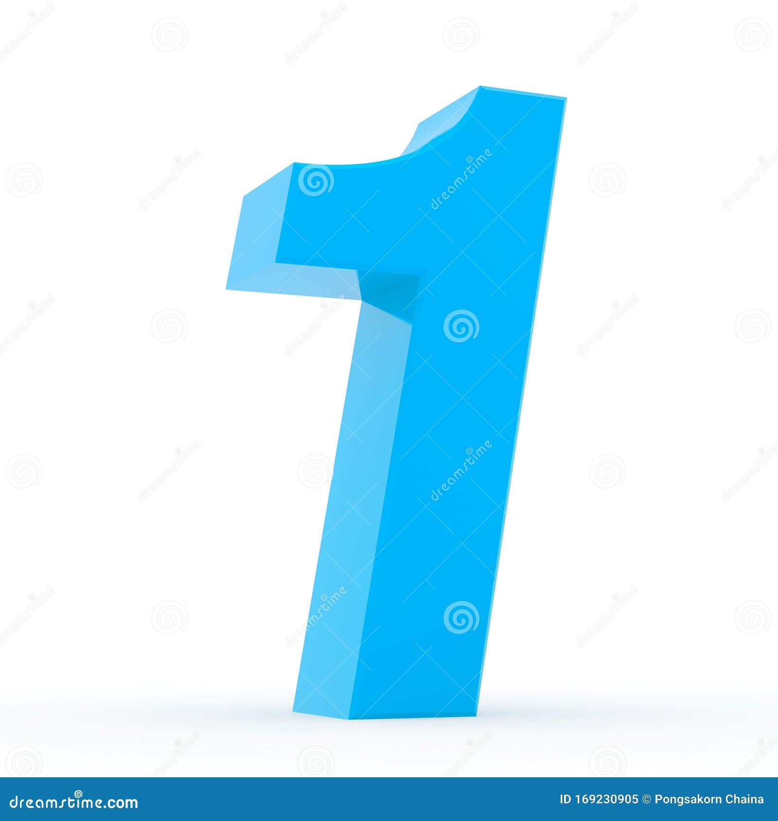 Number 1 Blue Collection on White Background Illustration 3D Rendering ...