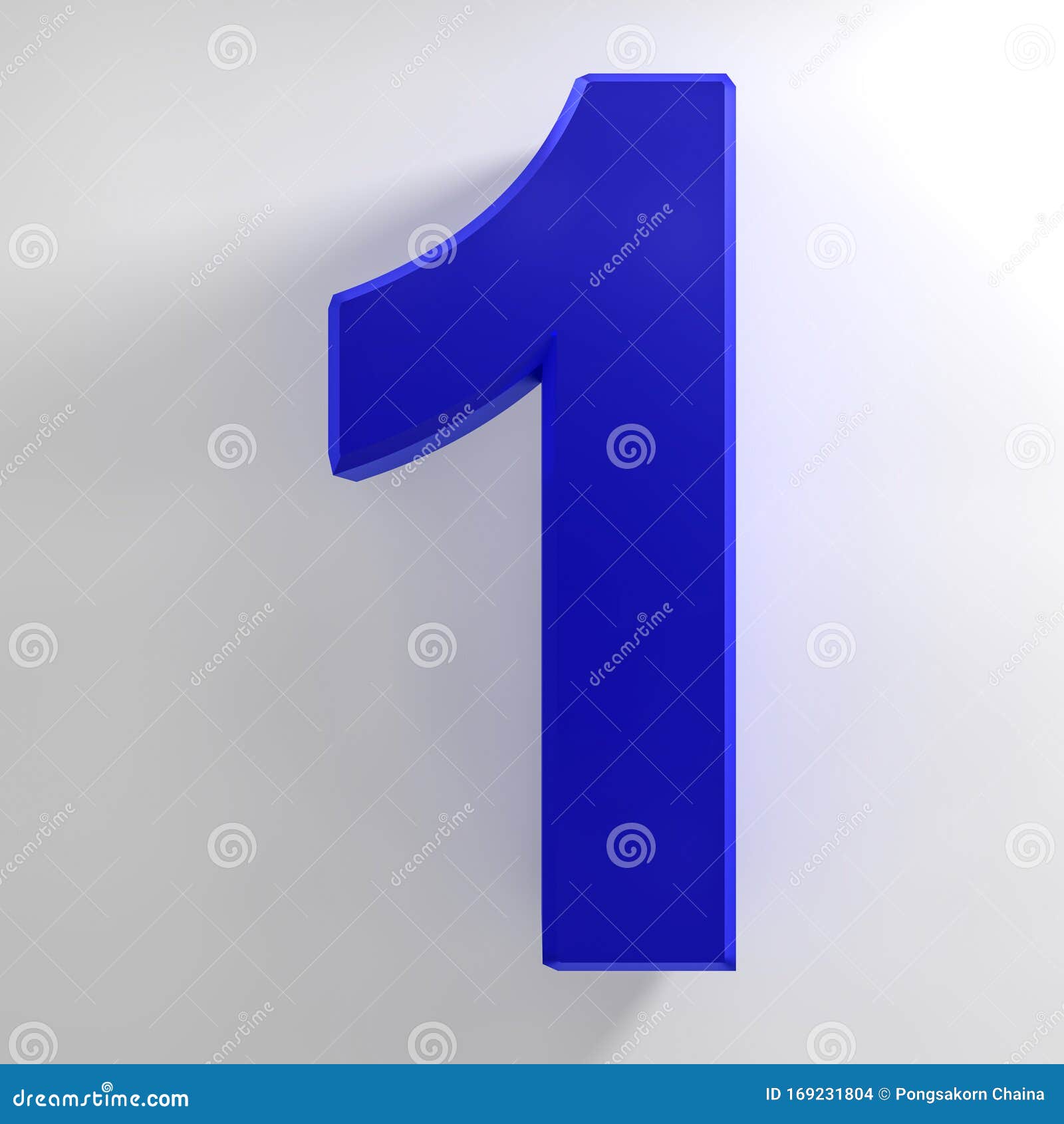Number 1 Blue Color Collection on White Background Illustration 3D ...