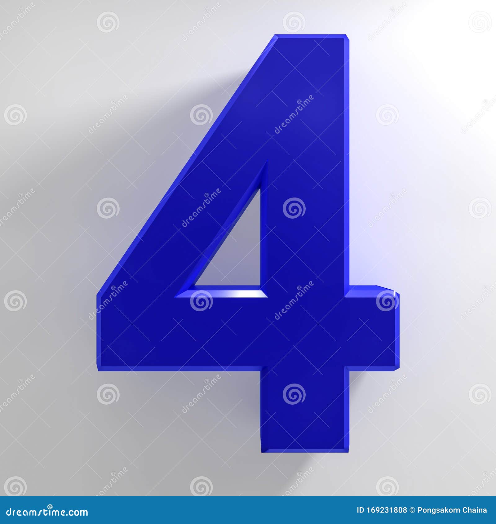 Number 4 Blue Color Collection on White Background Illustration 3D ...