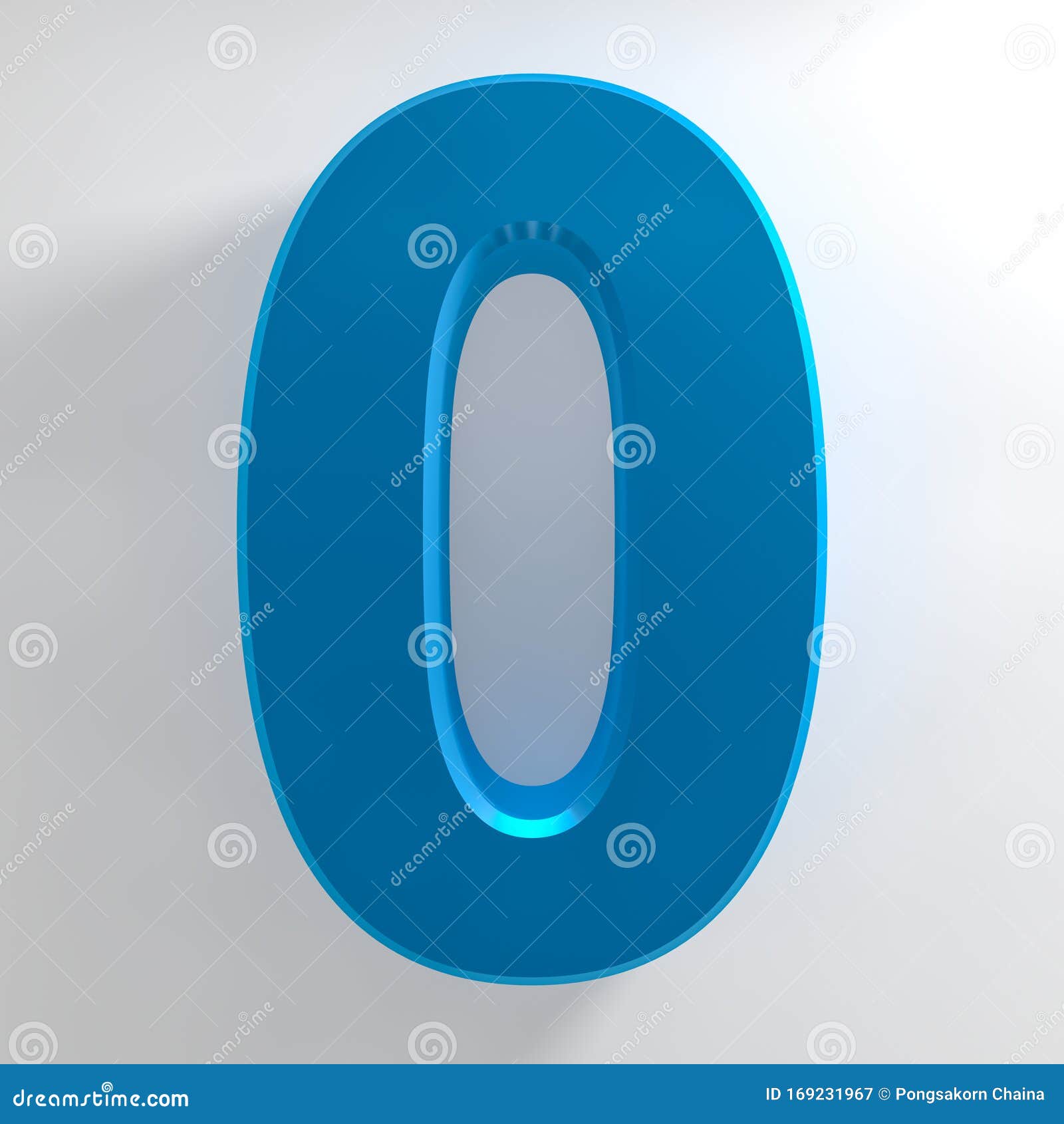 Number 0 Blue Color Collection on White Background Illustration 3D ...