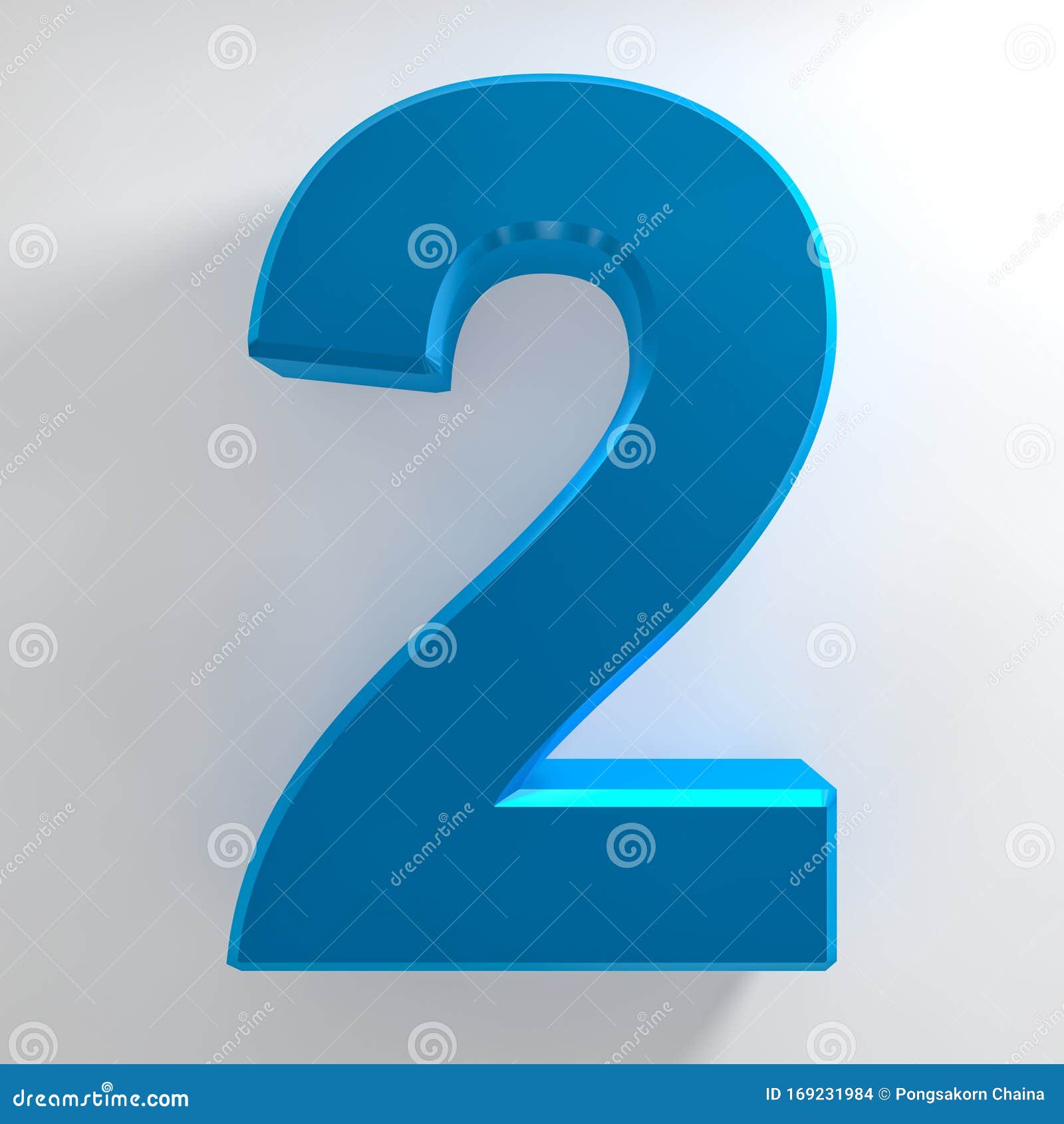 Number 2 Blue Color Collection on White Background Illustration 3D ...