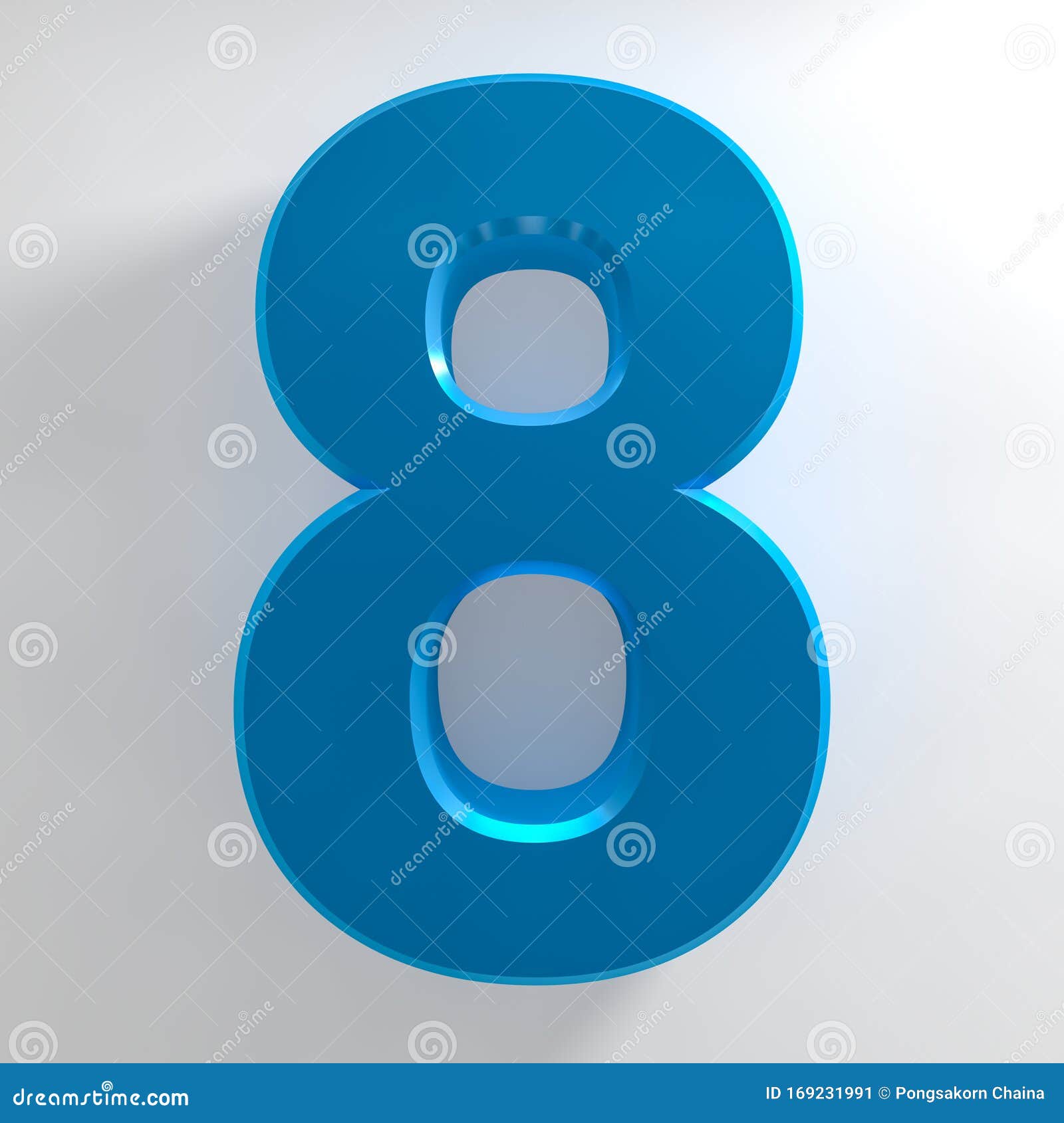 Number 8 Blue Color Collection on White Background Illustration 3D ...