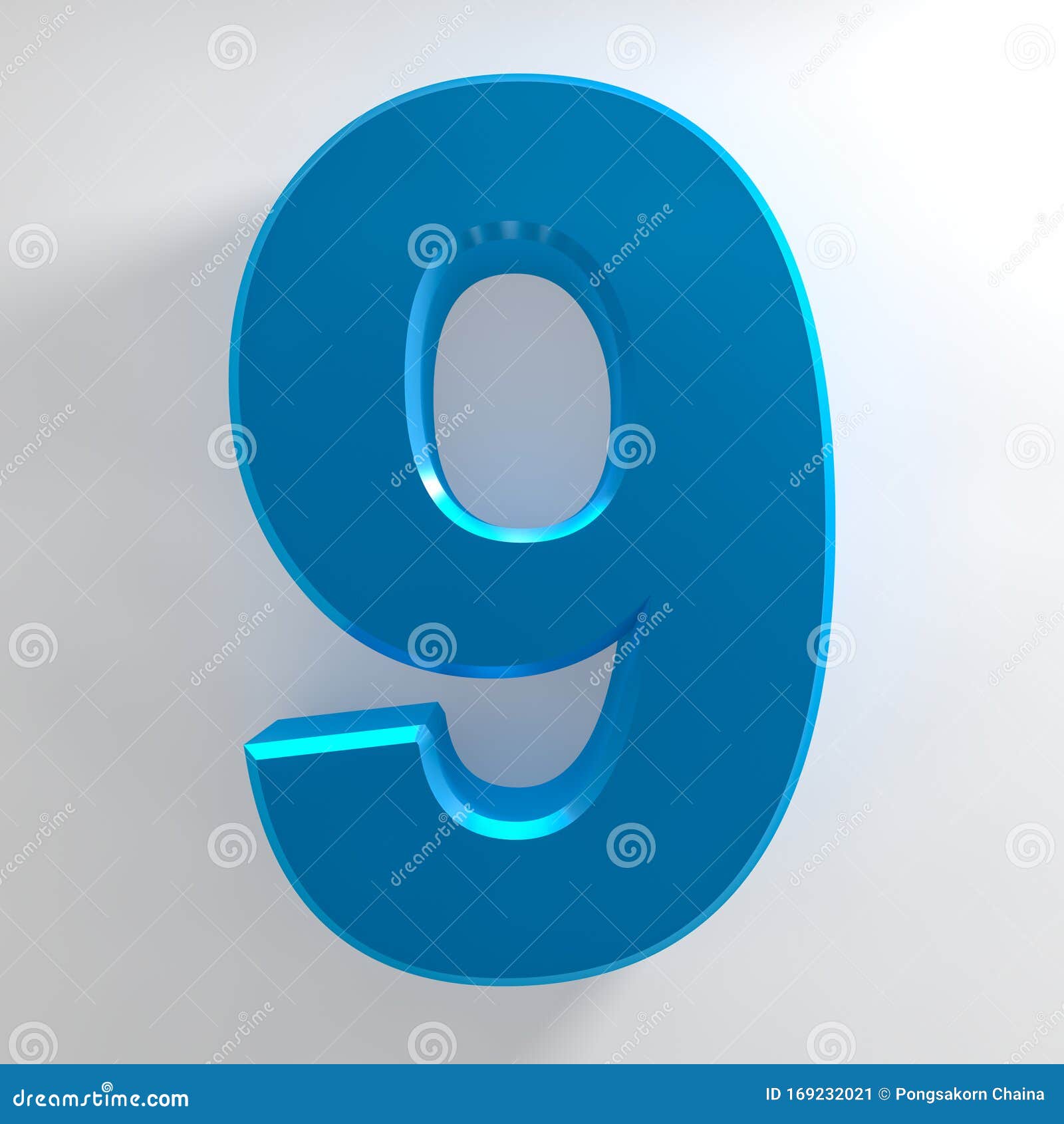 Number 9 Blue Color Collection on White Background Illustration 3D ...