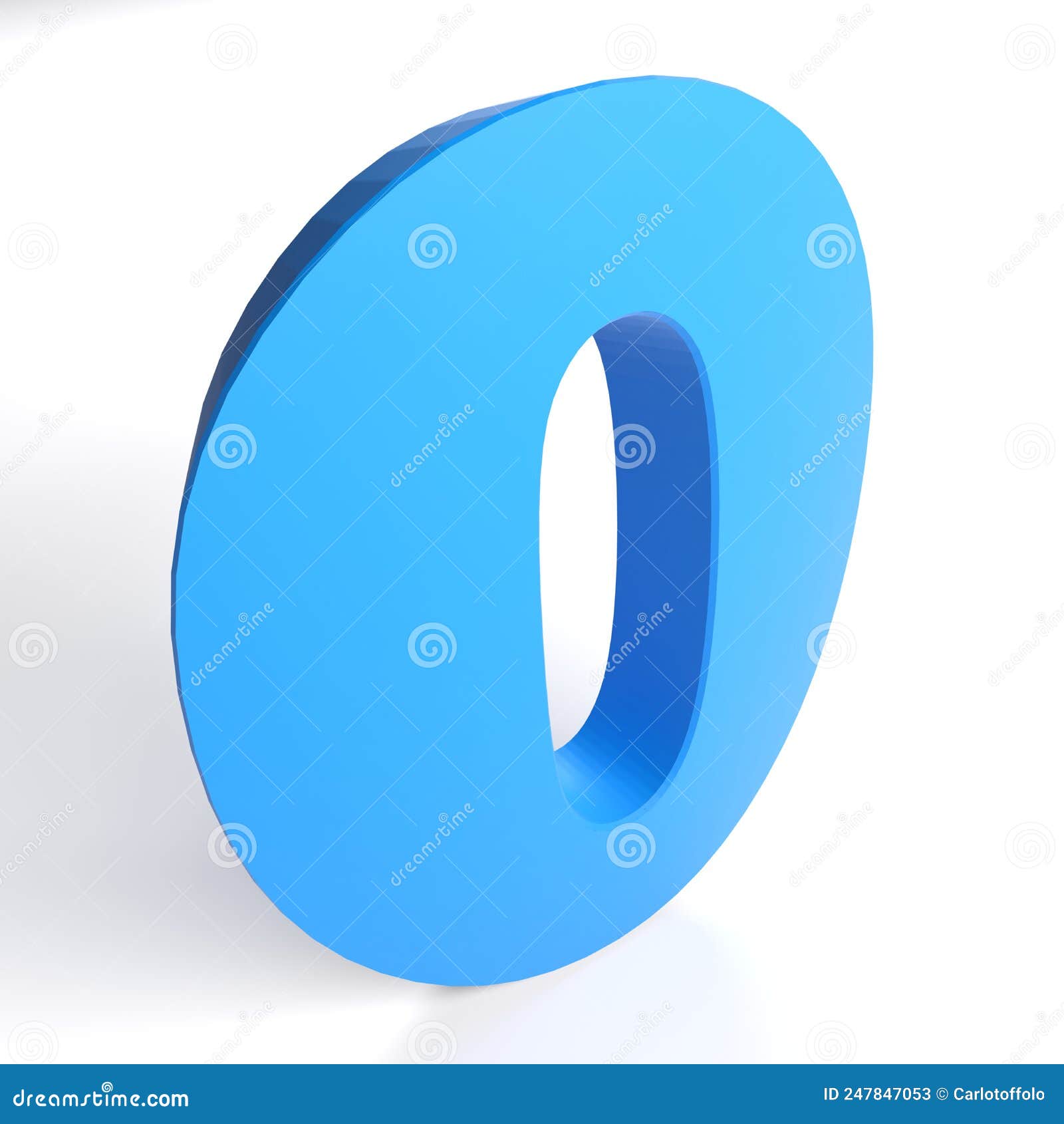Number 0 in Blue Color, Isolated on White Background - 3D Rendering ...