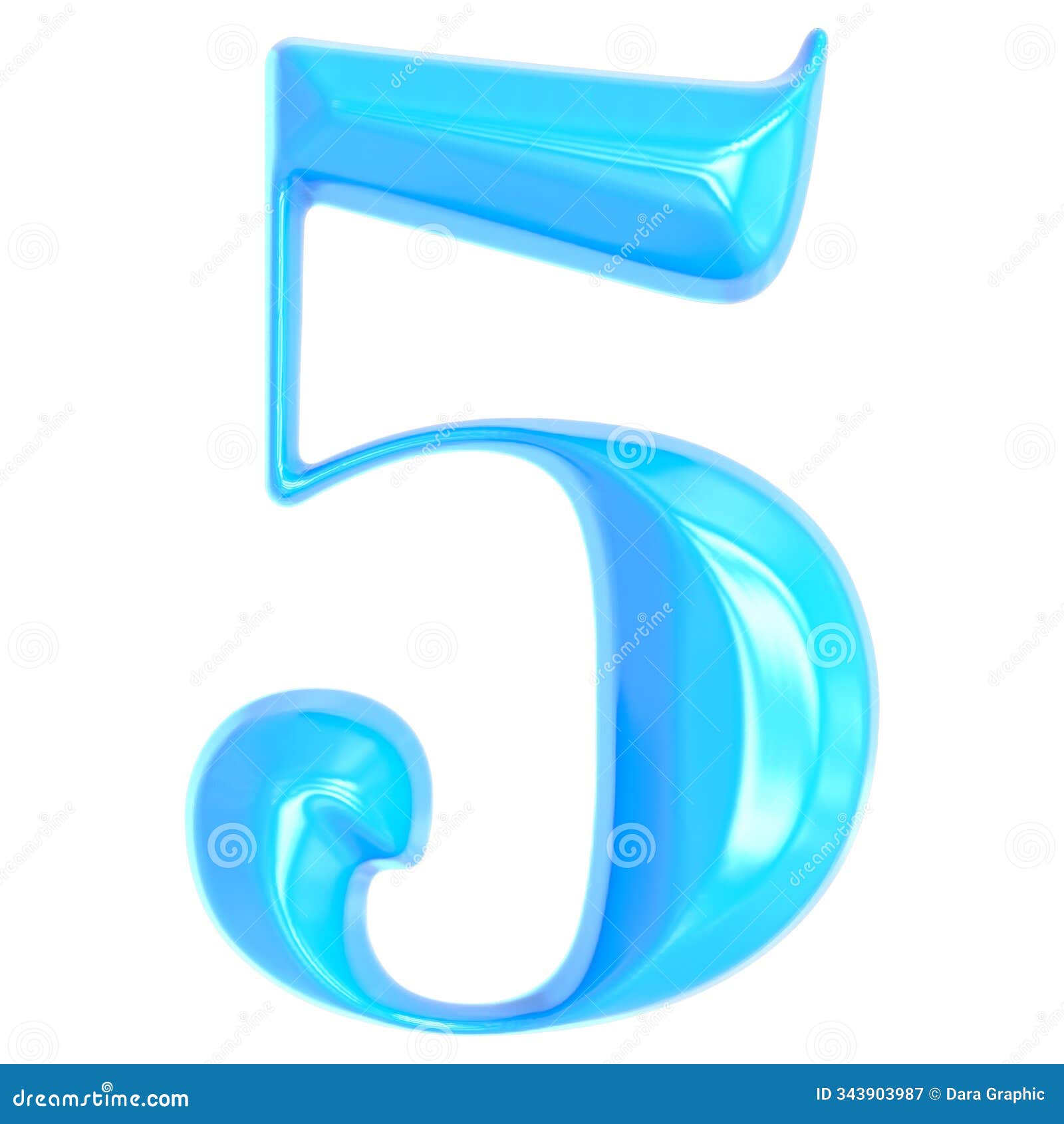 5 Number Blue 3D with White Background Stock Illustration ...
