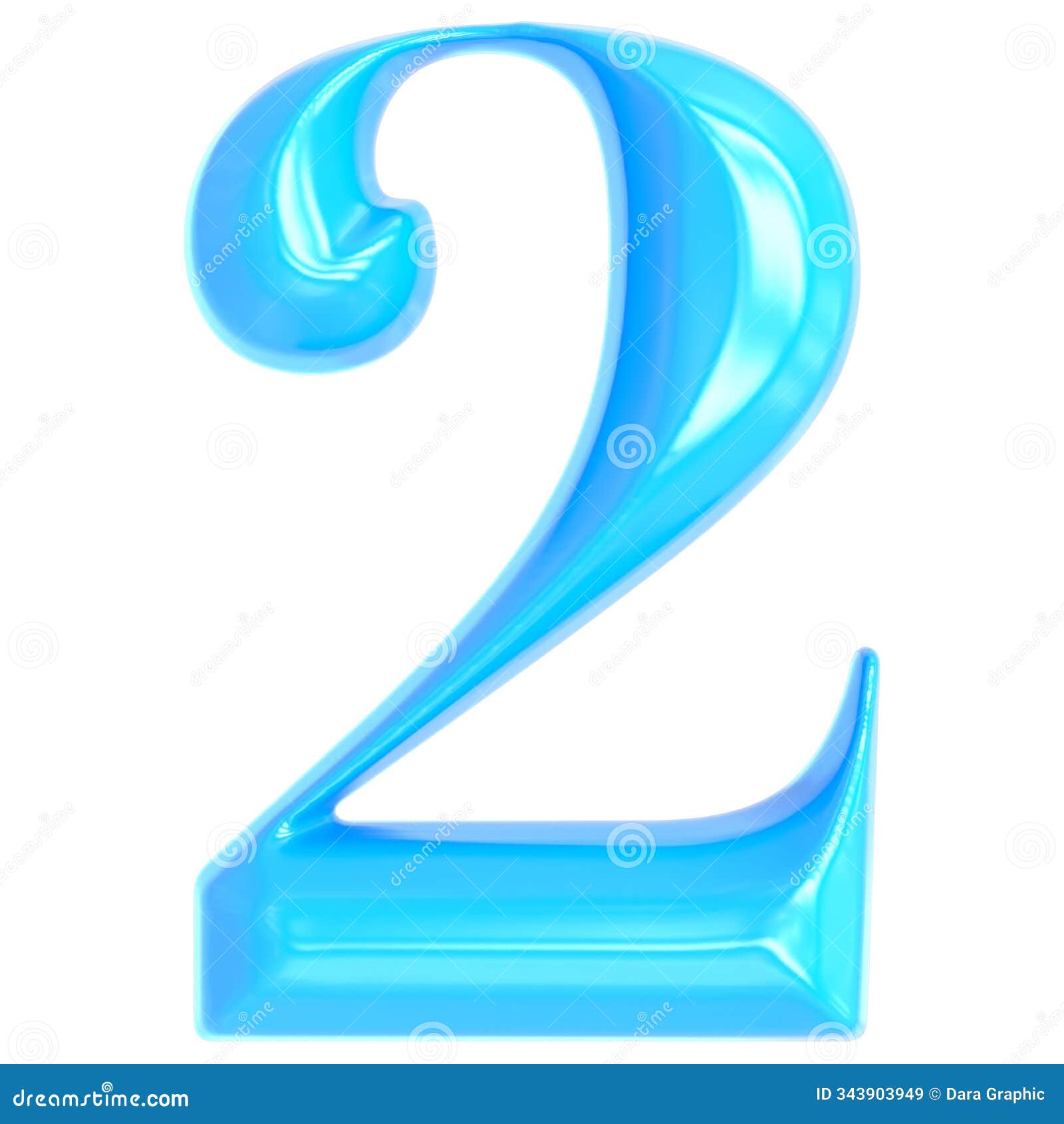 2 Number Blue 3D with White Background Stock Illustration ...
