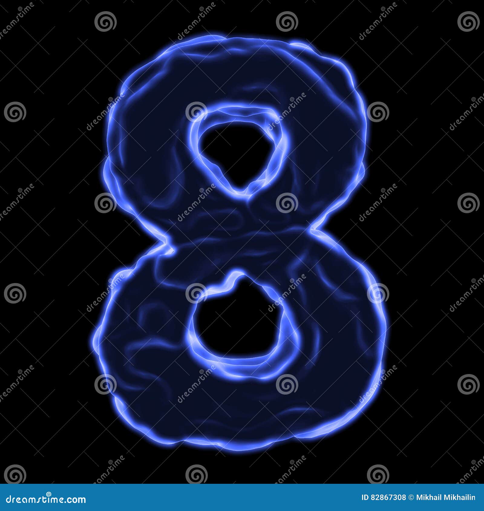 Number 8 blue fiery border stock illustration. Illustration of flames ...
