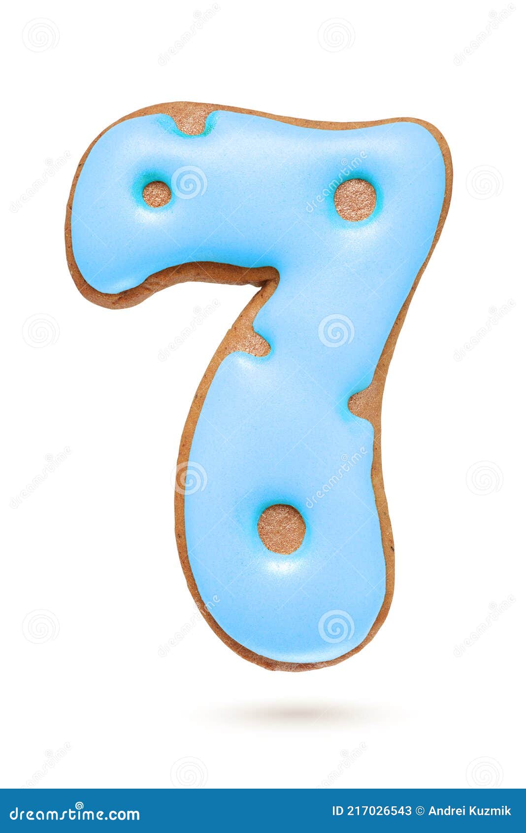 Number 7 Blue Gingerbread Biscuit Isolated on White Stock Image - Image ...