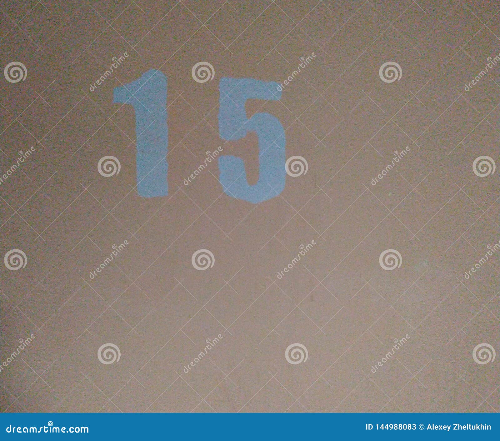Number 15 in Blue on the Pink Wall. Background, Symbol. Close-up Stock ...