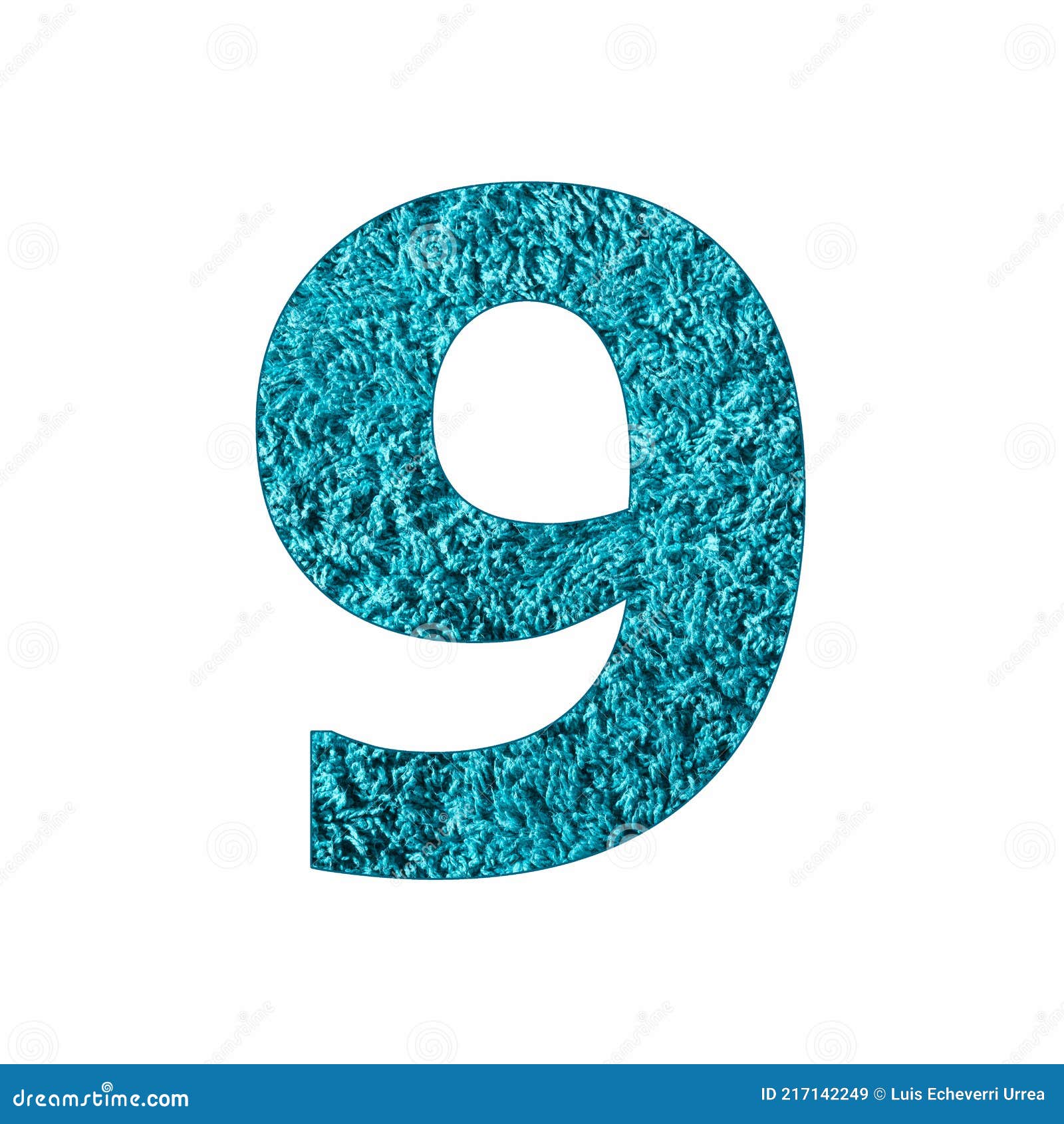 Number 9 - Blue Towel Background Isolated on White Stock Image - Image ...