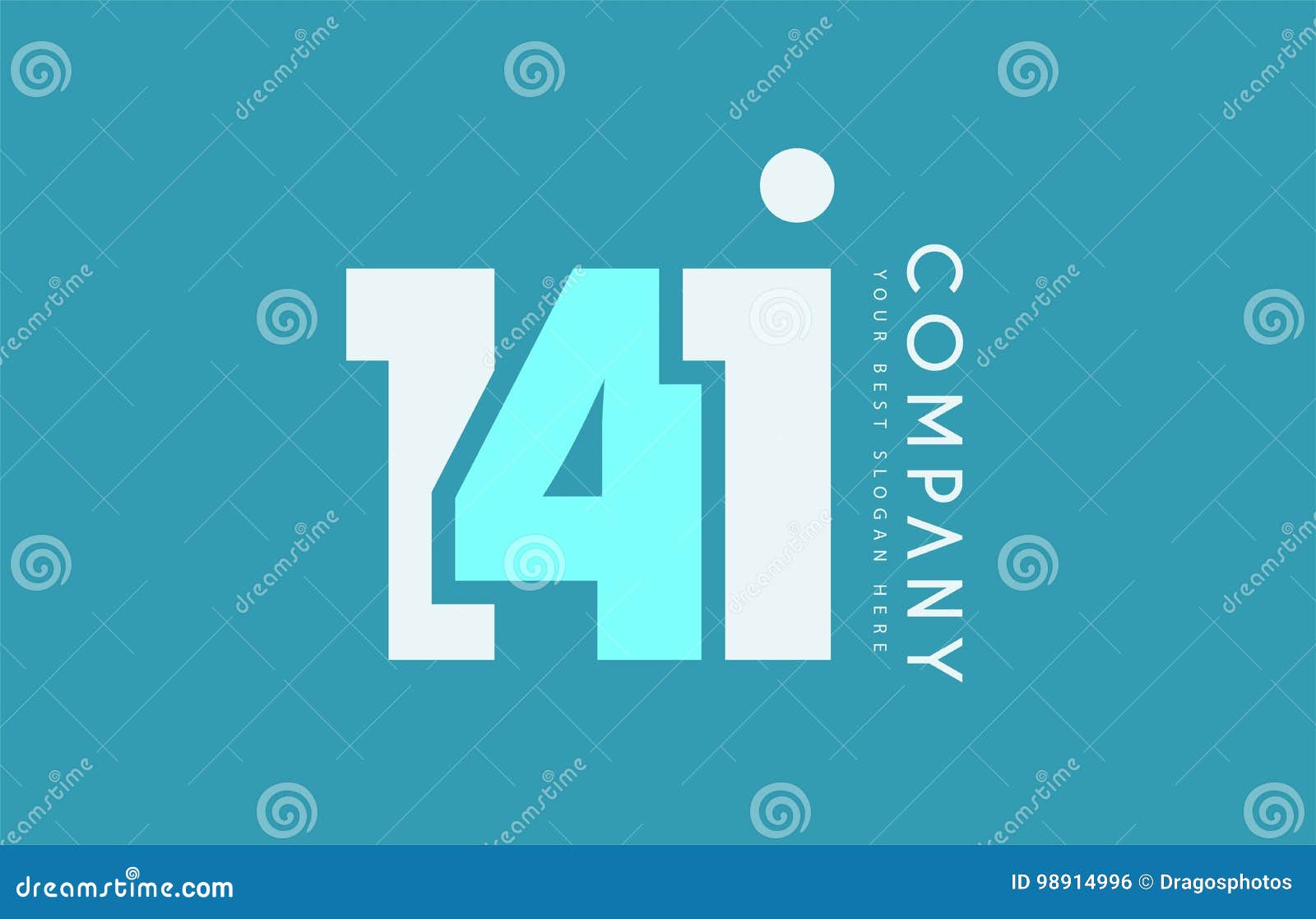 Number 141 Blue White Cyan Logo Icon Design Stock Vector - Illustration ...