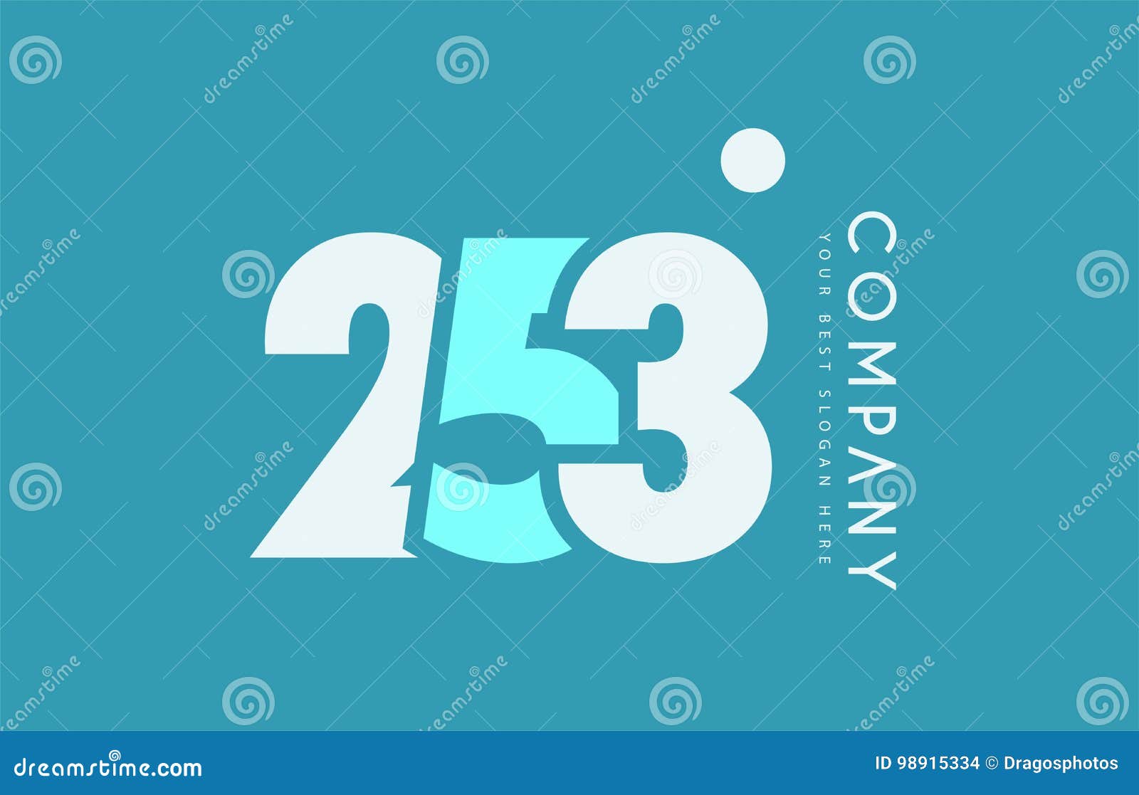 Number 253 Blue White Cyan Logo Icon Design Stock Vector - Illustration ...