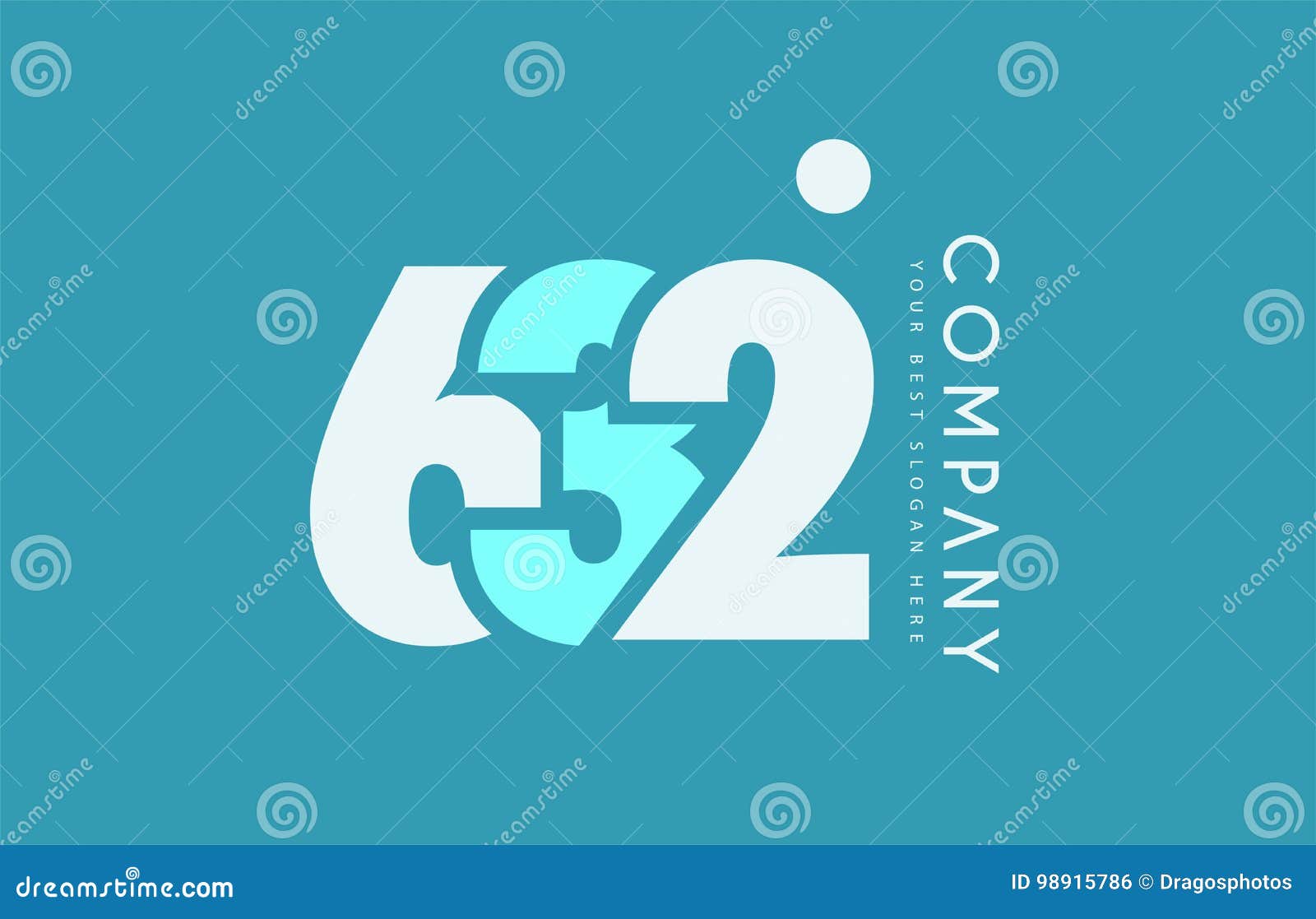 Number 632 Blue White Cyan Logo Icon Design Stock Vector - Illustration ...