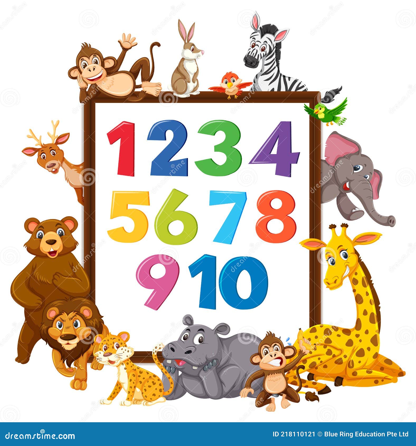 Number 1-10 on Board with Farm Animals Stock Vector - Illustration of ...