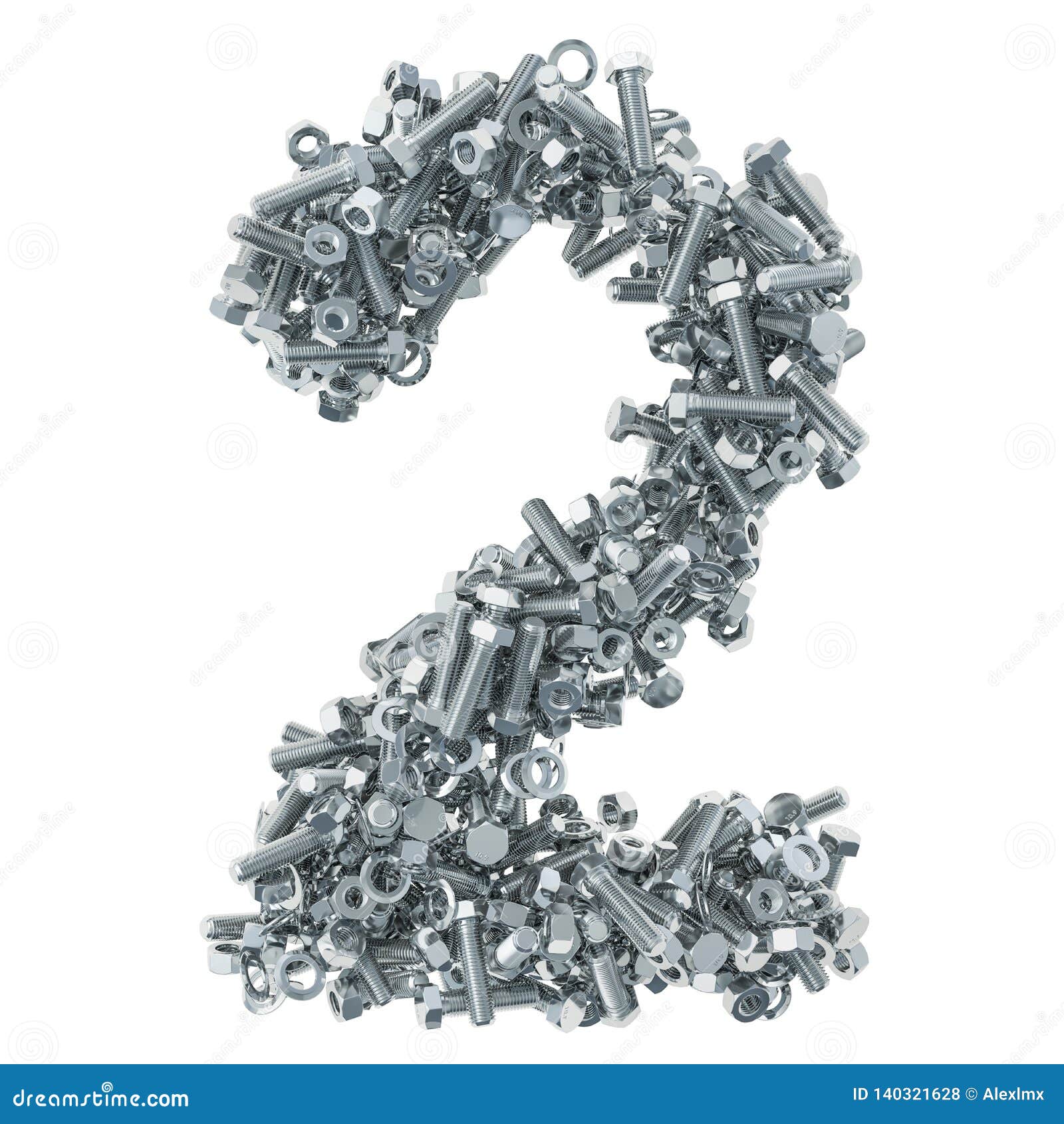 Number 8 From Bolts, Nuts And Washers. 3D Rendering Royalty-Free Stock ...