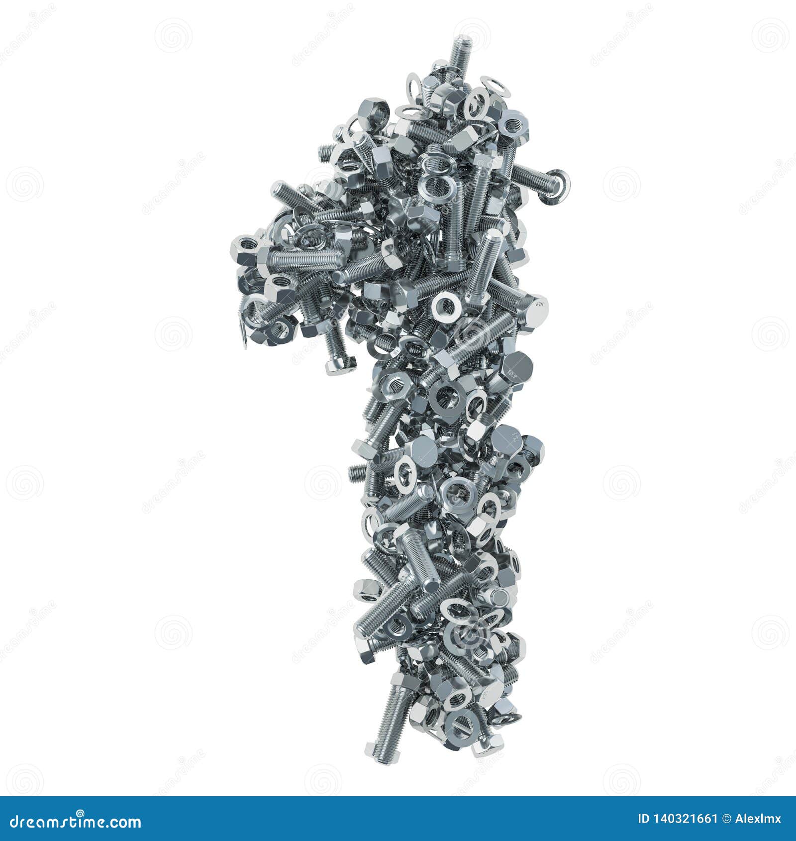Number 1 From Bolts, Nuts And Washers. 3D Rendering Stock Photo ...