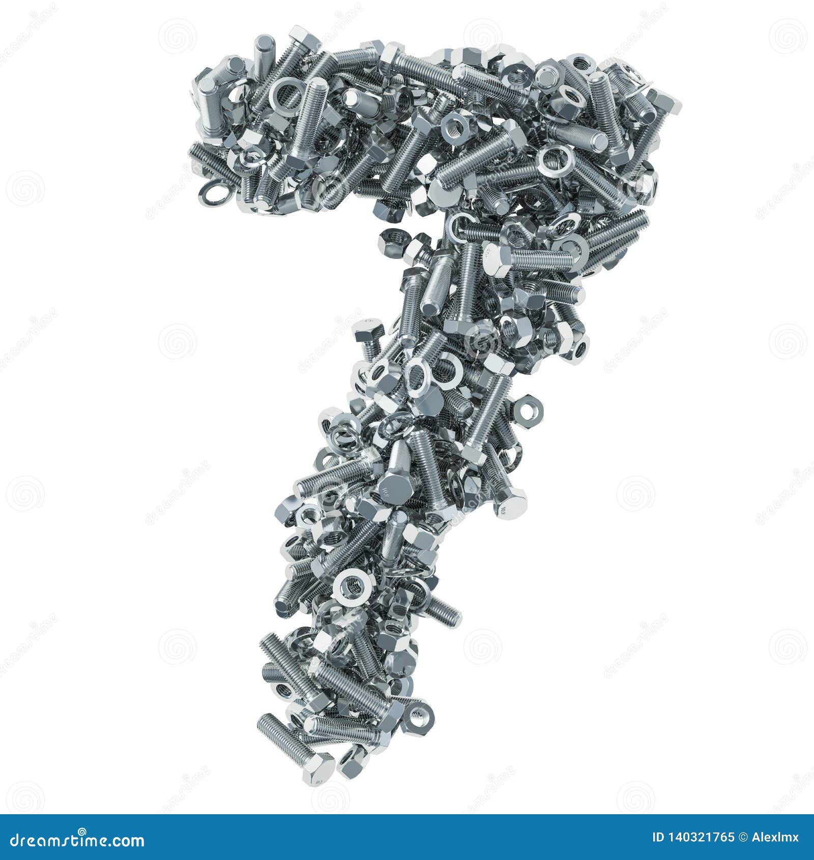 Number 2 From Bolts, Nuts And Washers. 3D Rendering Stock Photo ...