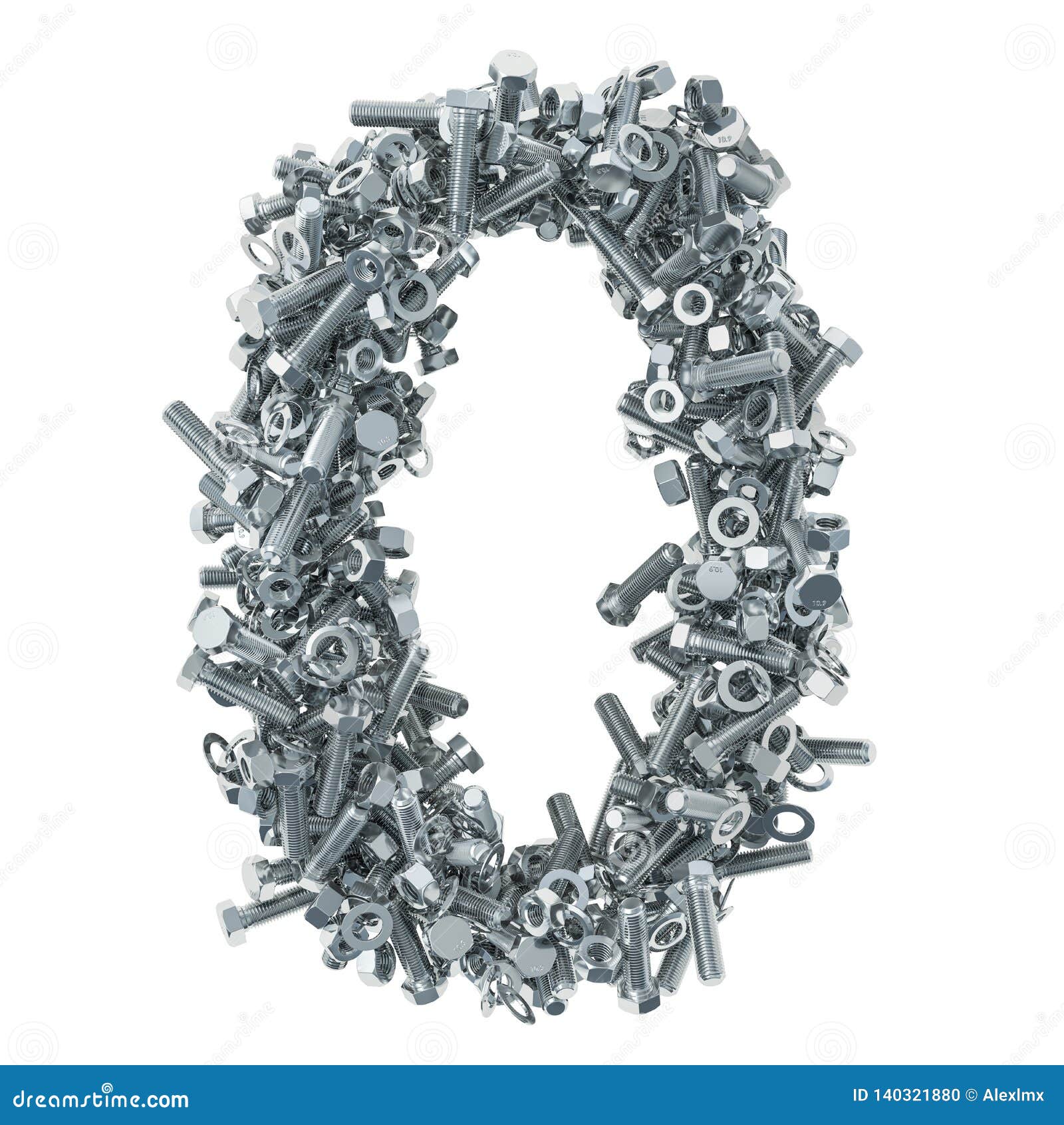 Number 2 From Bolts, Nuts And Washers. 3D Rendering Stock Photo ...