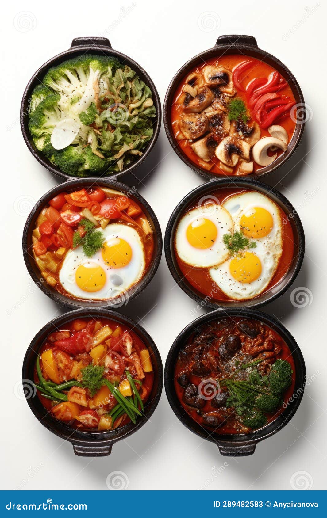 A Number of Bowls of Food on a Table. Stock Image - Image of cooked ...