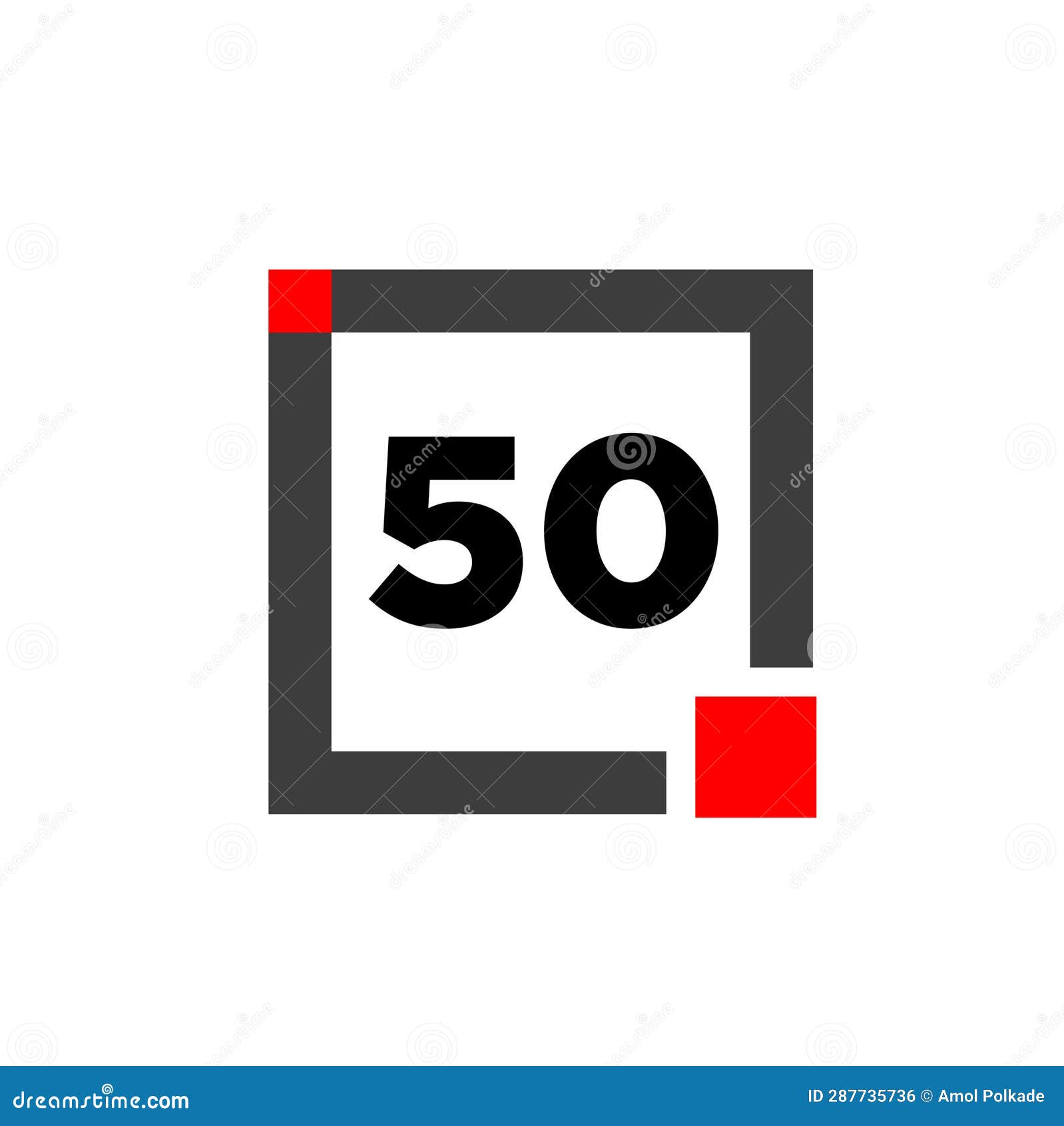 50 Number with Box Icon. 50 Typography Monogram Stock Vector ...