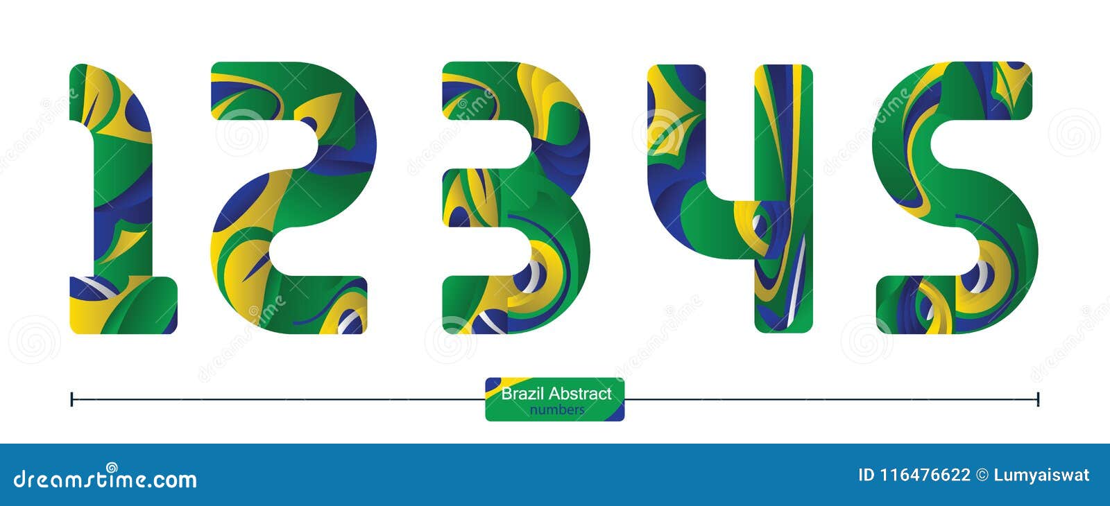 Number Brazil Abstract Style in a Set 12345 Stock Vector - Illustration ...