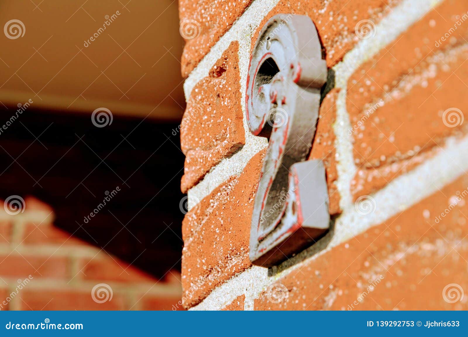 Number 2 on Brick Wall Corner. Stock Image - Image of house, number ...