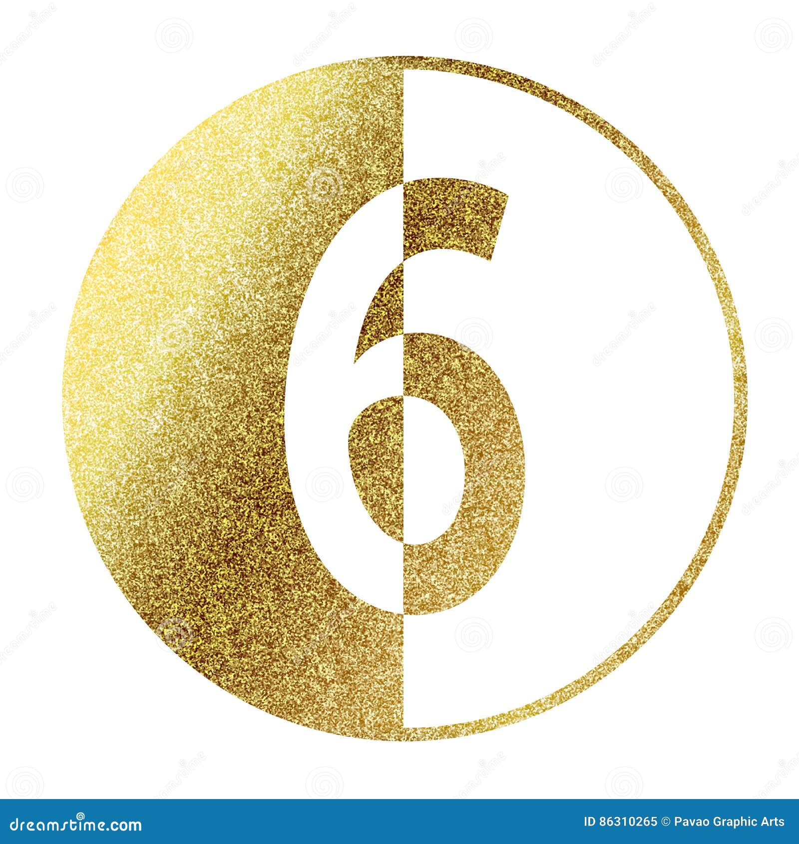 Number 6 stock vector. Illustration of round, gold, celebration - 86310265
