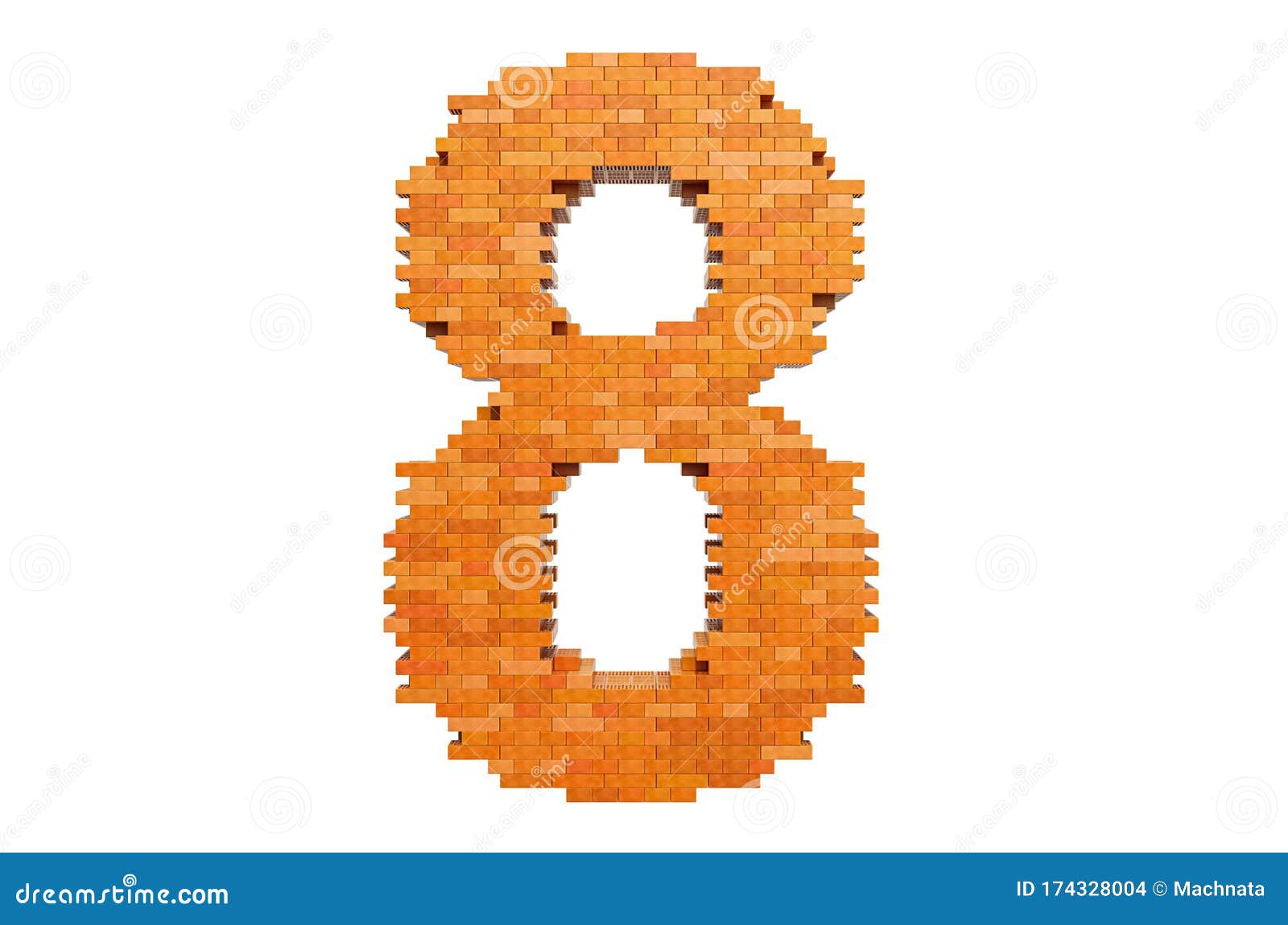 Number 8 from Building Bricks, 3D Rendering Stock Illustration ...