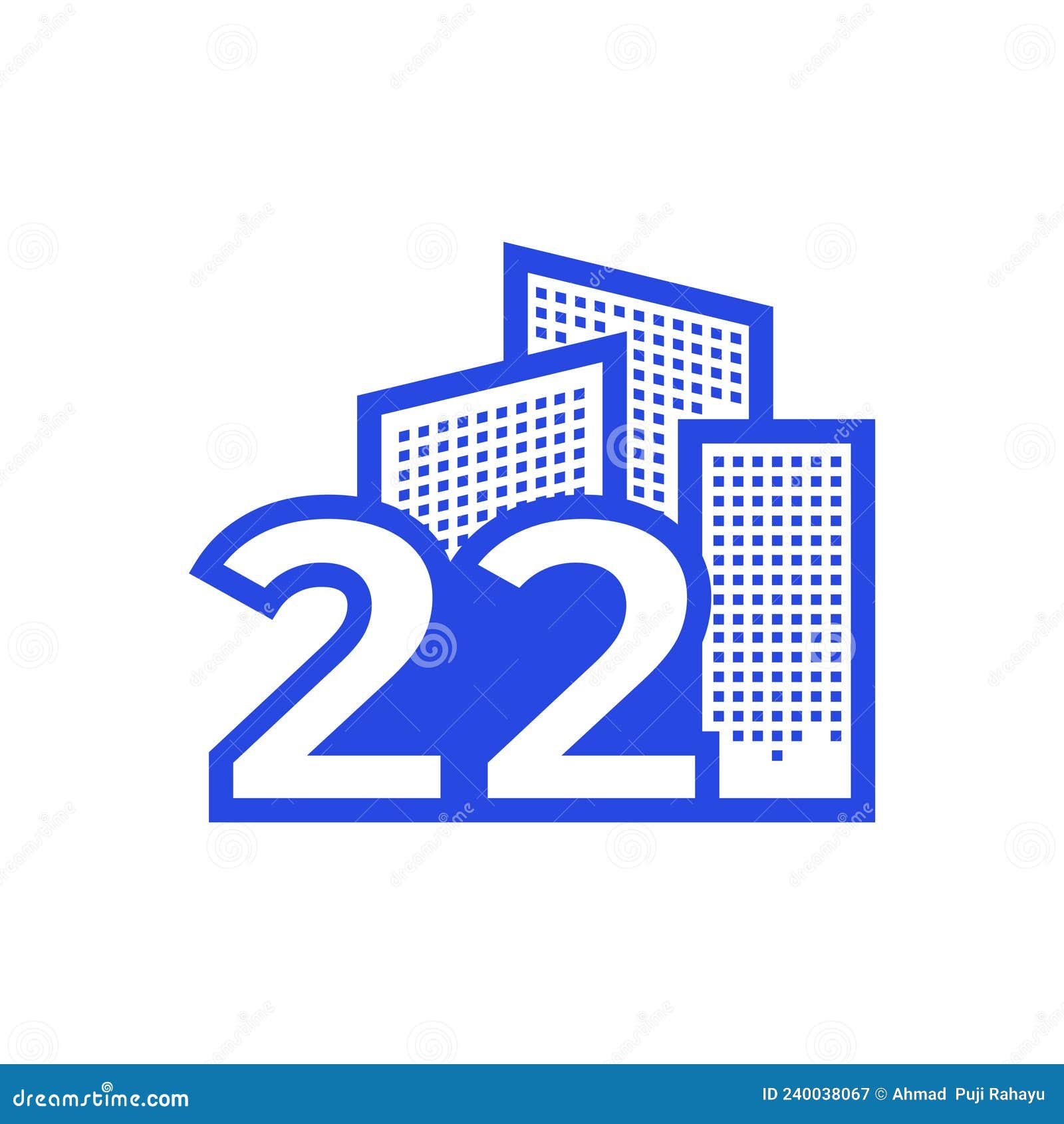 Number 22 with Building Logo Design Vector Graphic Symbol Icon ...