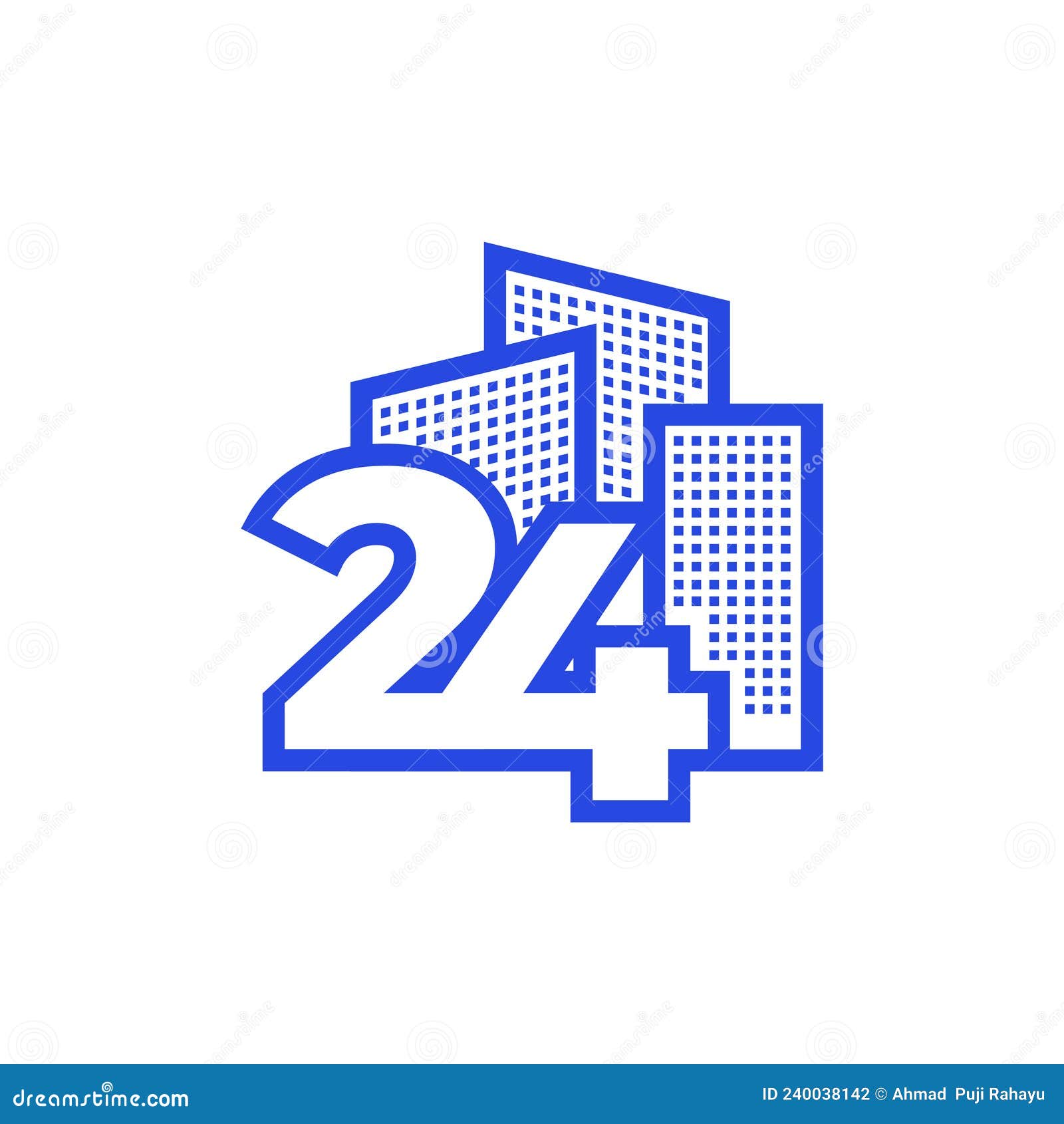 Number 24 with Building Logo Design Vector Graphic Symbol Icon ...