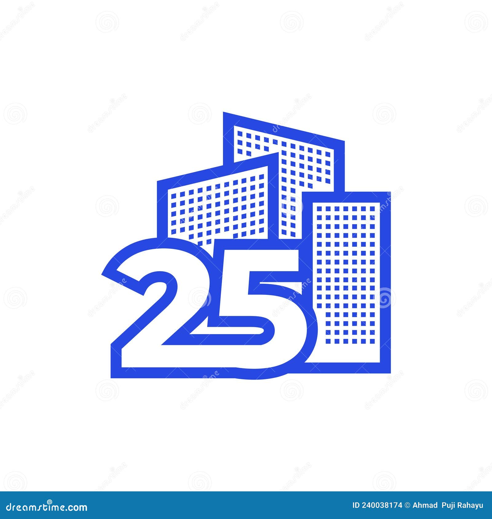 Number 25 with Building Logo Design Vector Graphic Symbol Icon ...