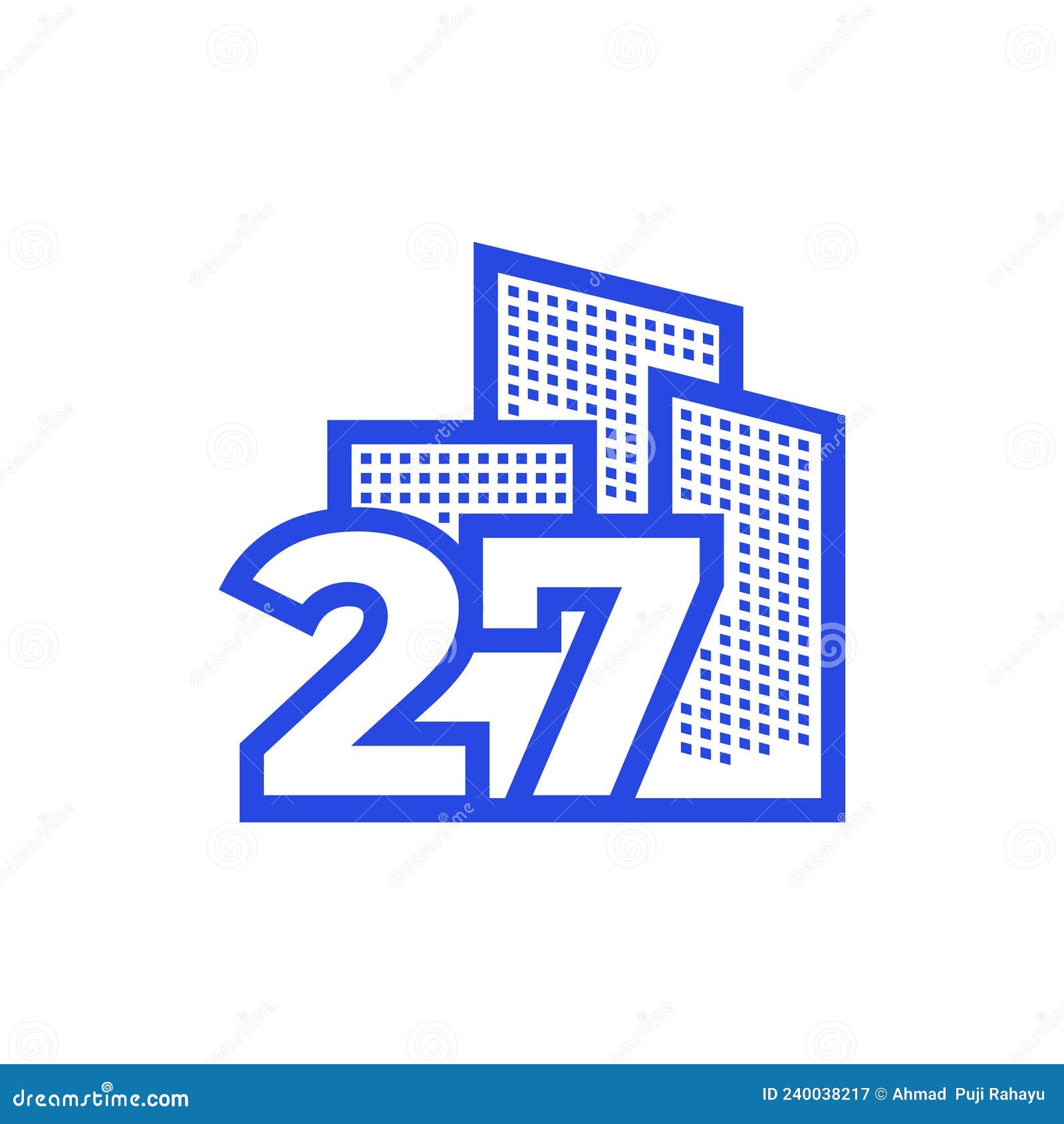 Number 27 with Building Logo Design Vector Graphic Symbol Icon ...