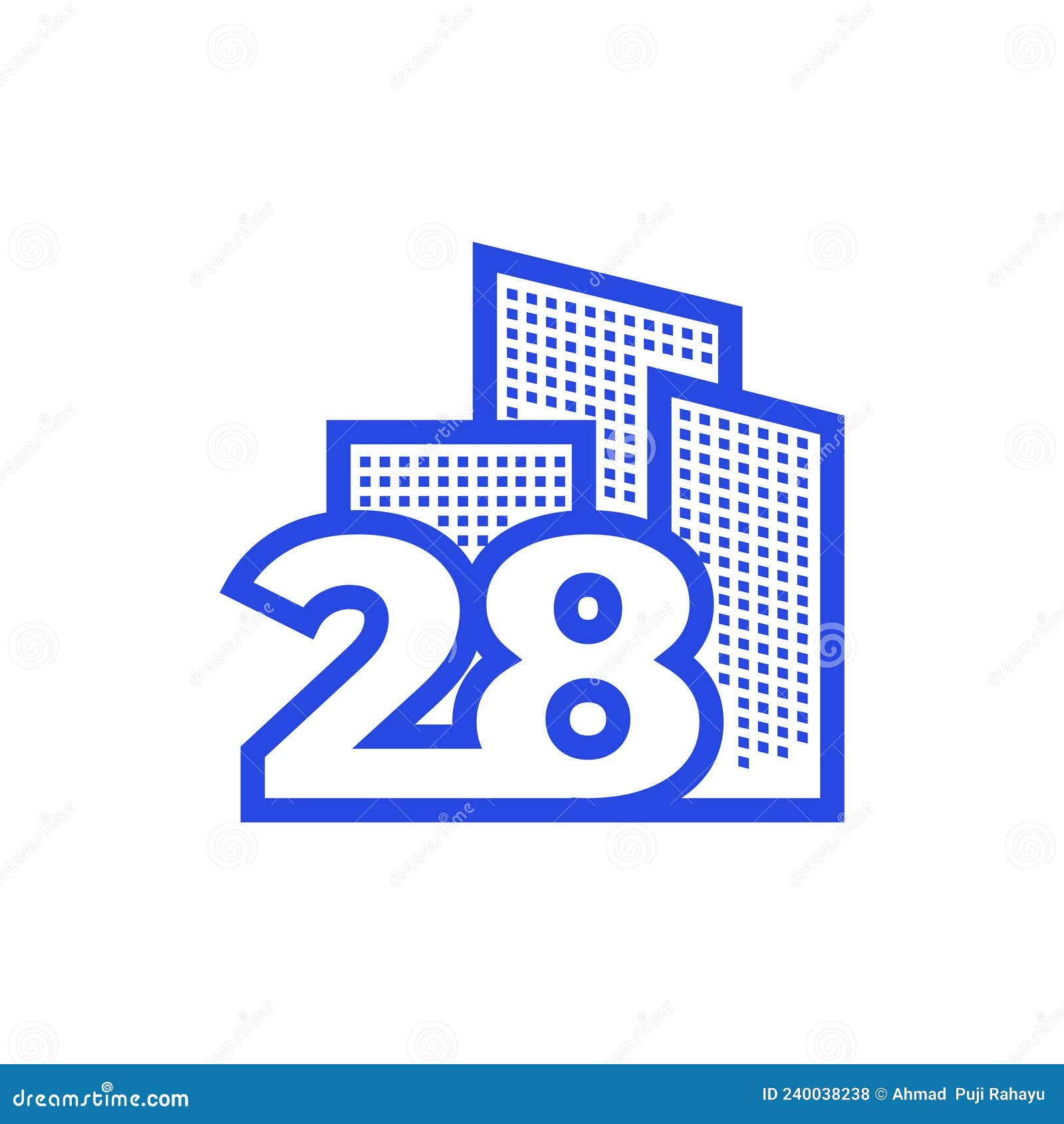 Number 28 with Building Logo Design Vector Graphic Symbol Icon ...