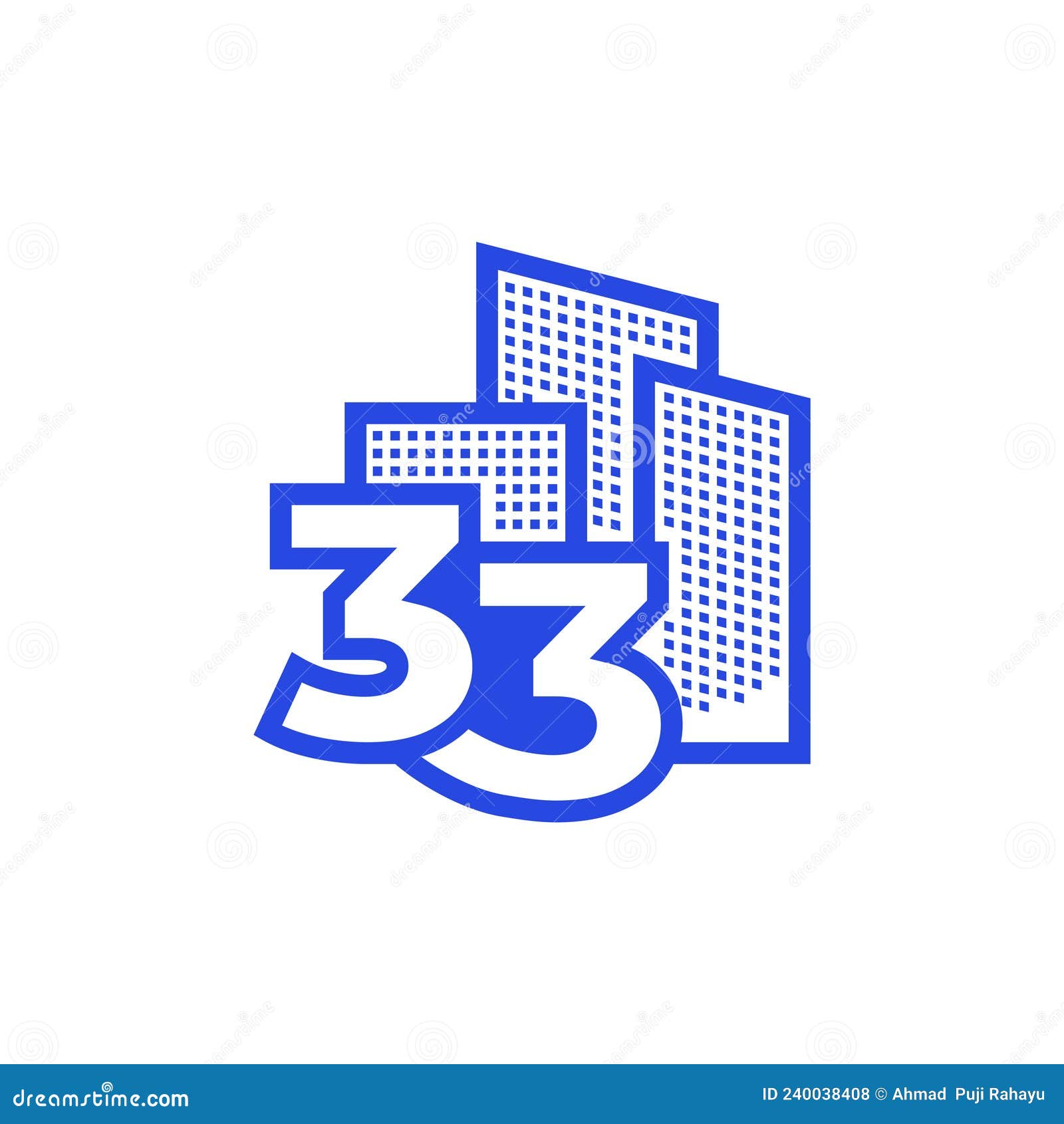 Number 33 with Building Logo Design Vector Graphic Symbol Icon ...