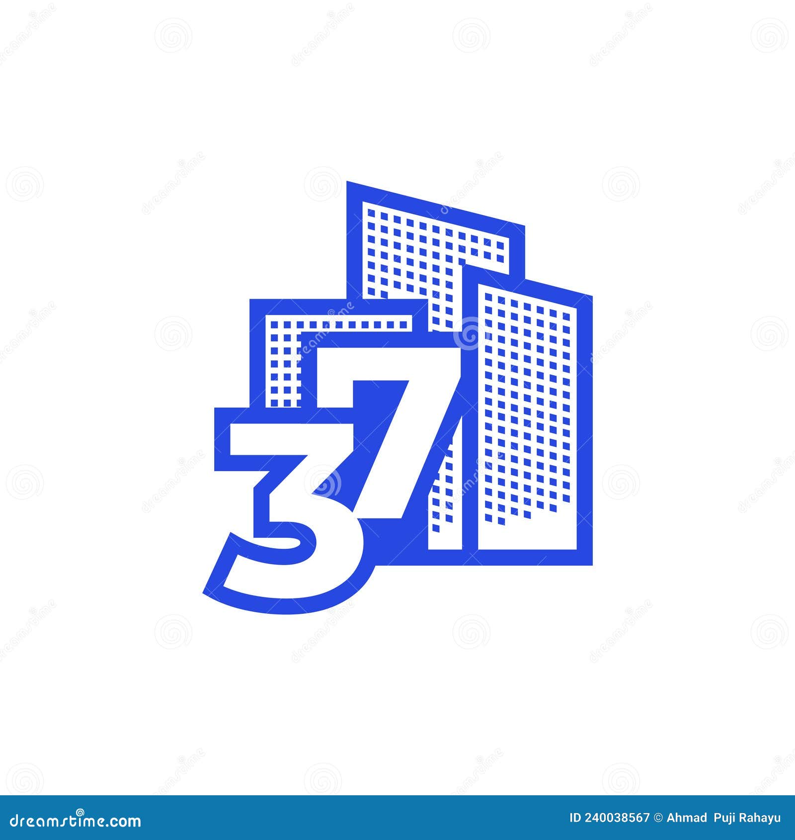 Number 37 with Building Logo Design Vector Graphic Symbol Icon ...