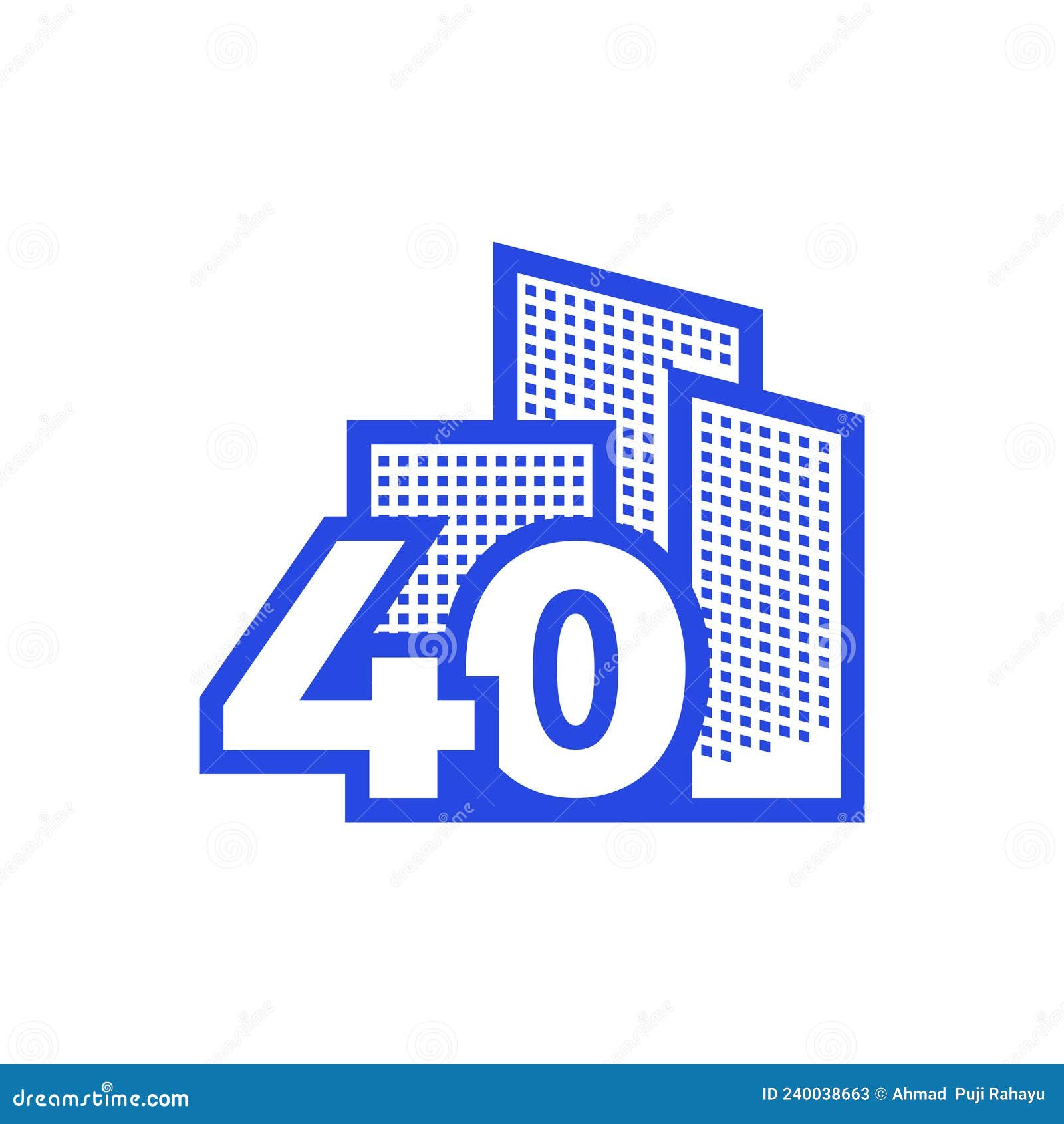 Number 40 with Building Logo Design Vector Graphic Symbol Icon ...